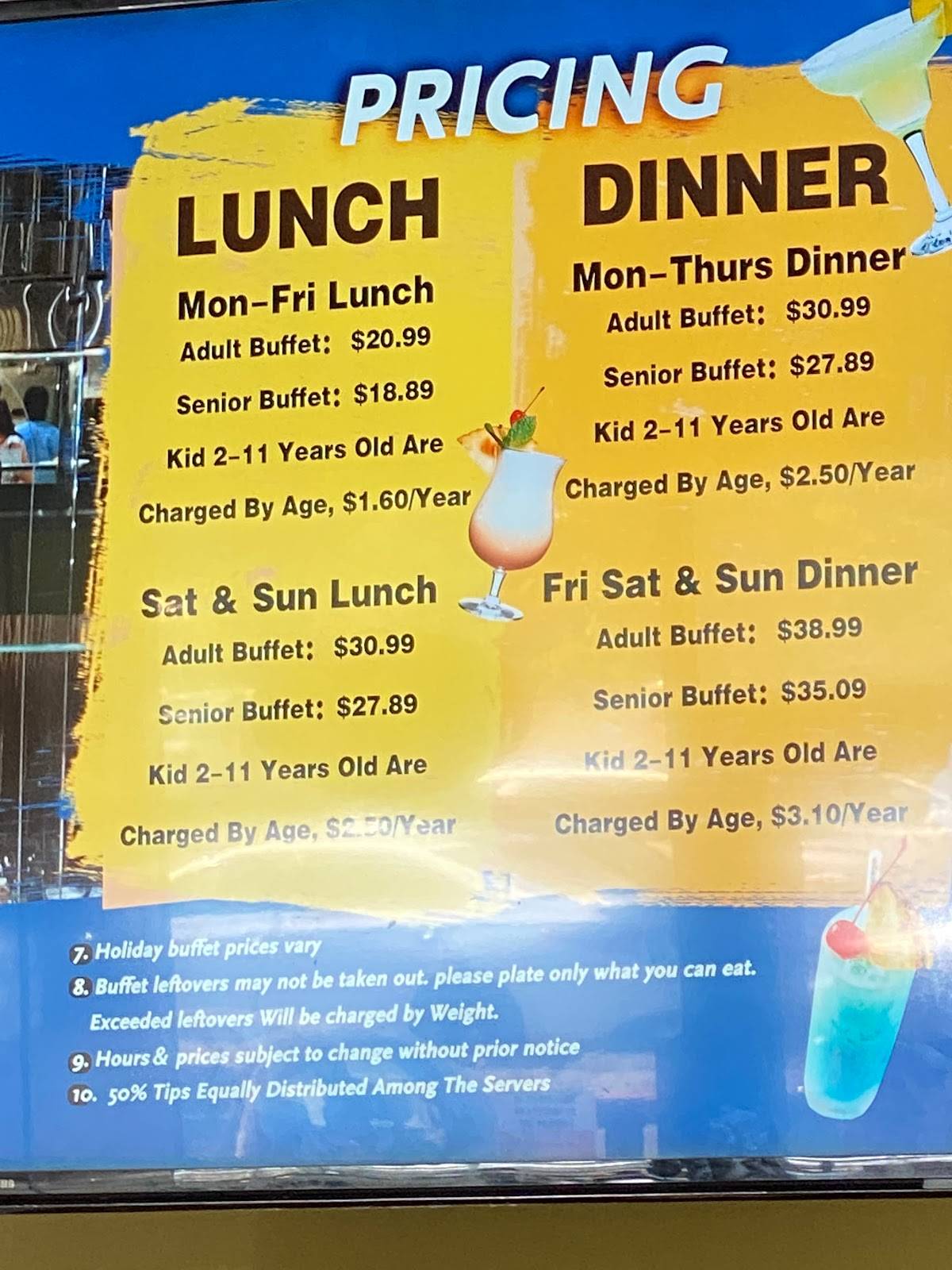 Menu at Feast Buffet restaurant, Renton