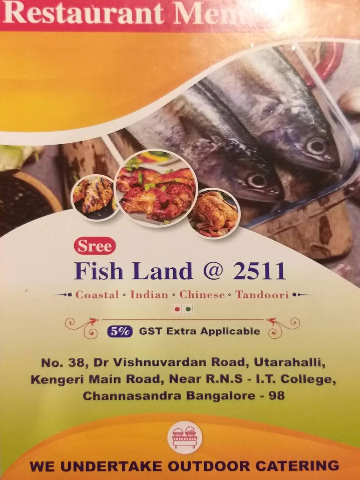 Menu at Fish land coastal, Bengaluru