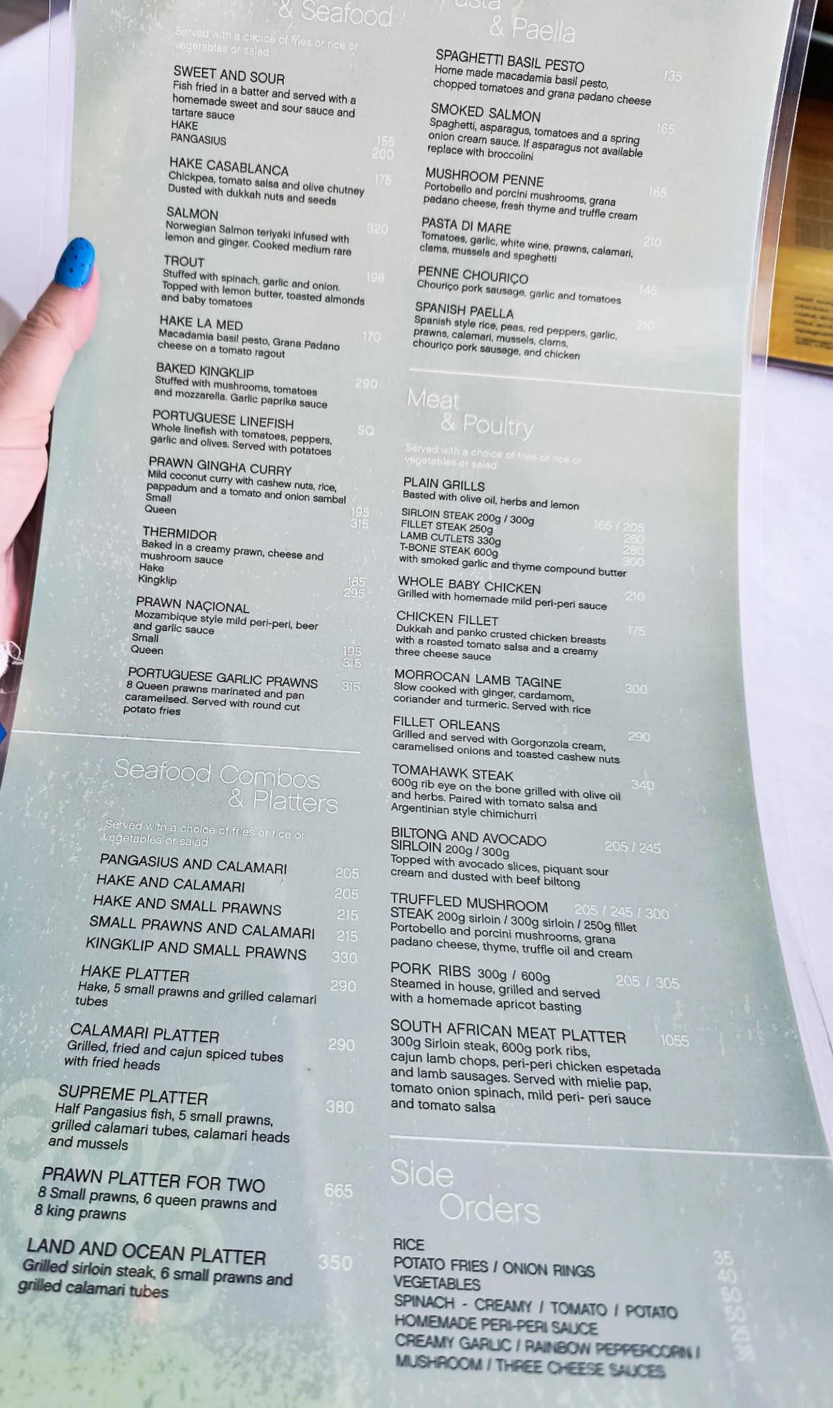 Menu at Fishmonger Centurion restaurant, Centurion