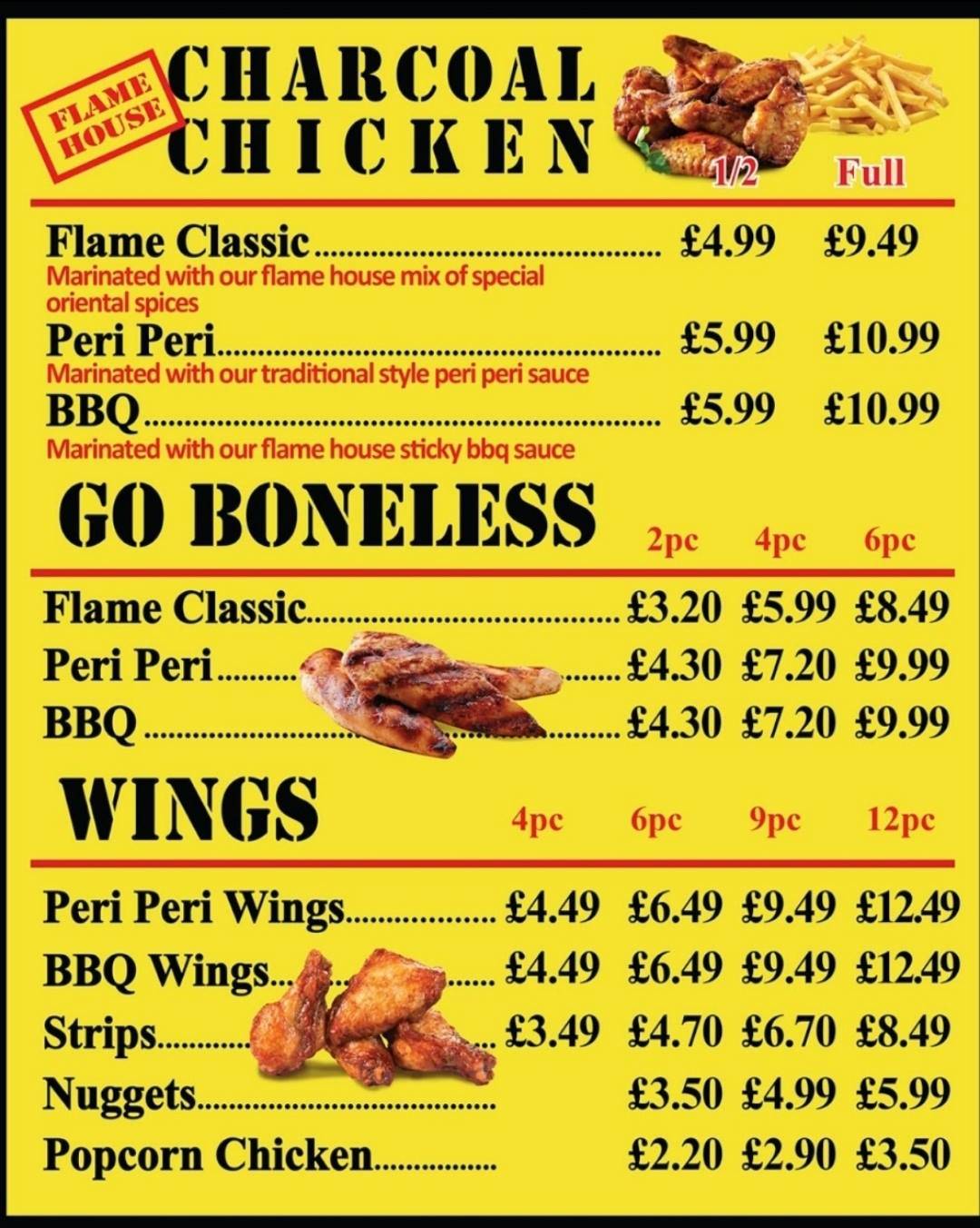 Menu at Flame Grill House restaurant, Warrington