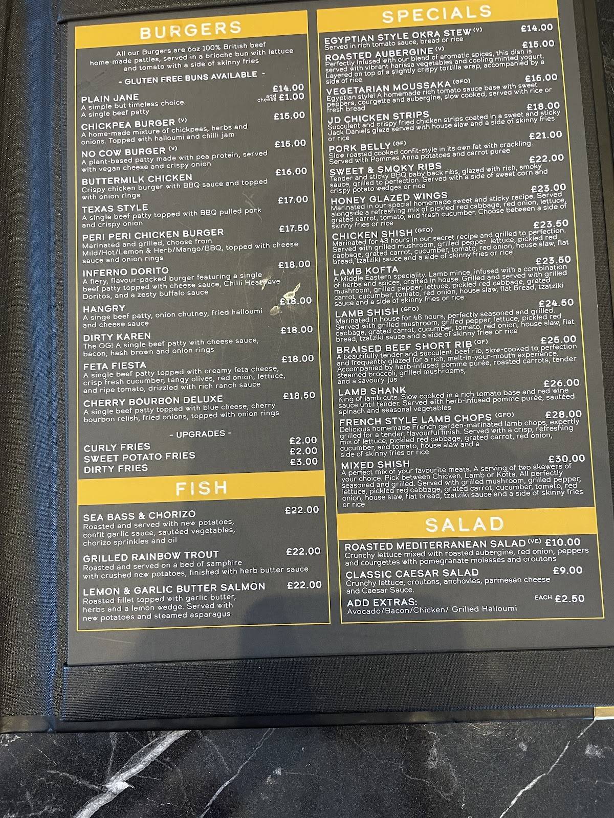 Menu at Flintshack restaurant, Royston