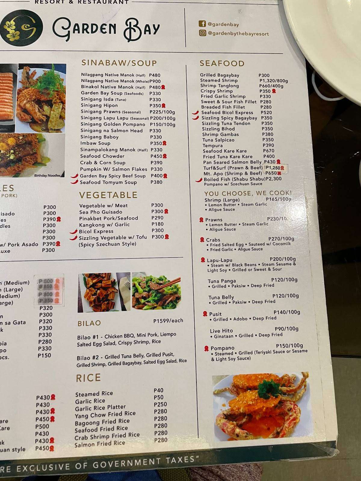Menu at Garden Bay Restaurant & Resort, Davao City