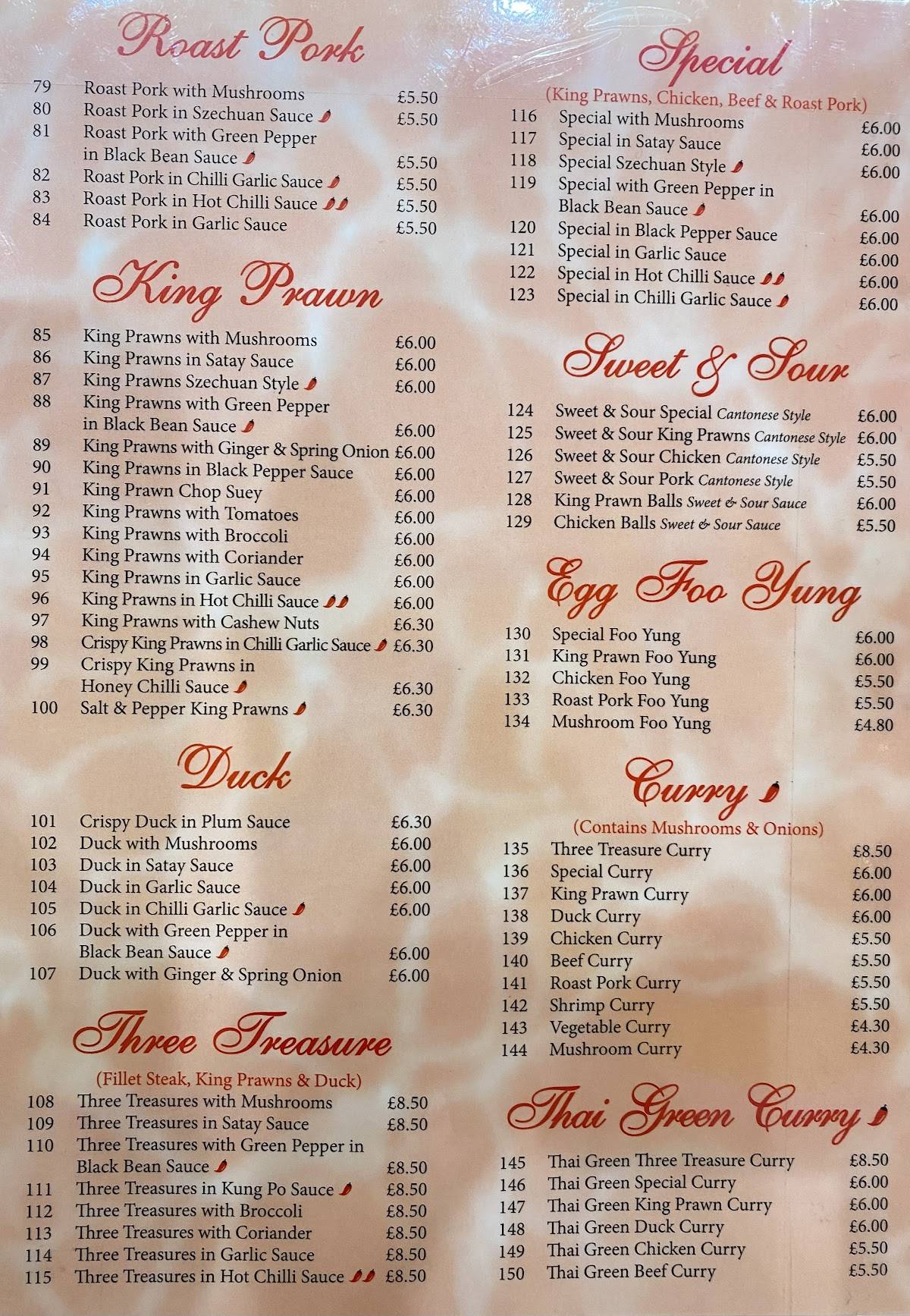 Menu at Garden Of Eden restaurant, Morecambe