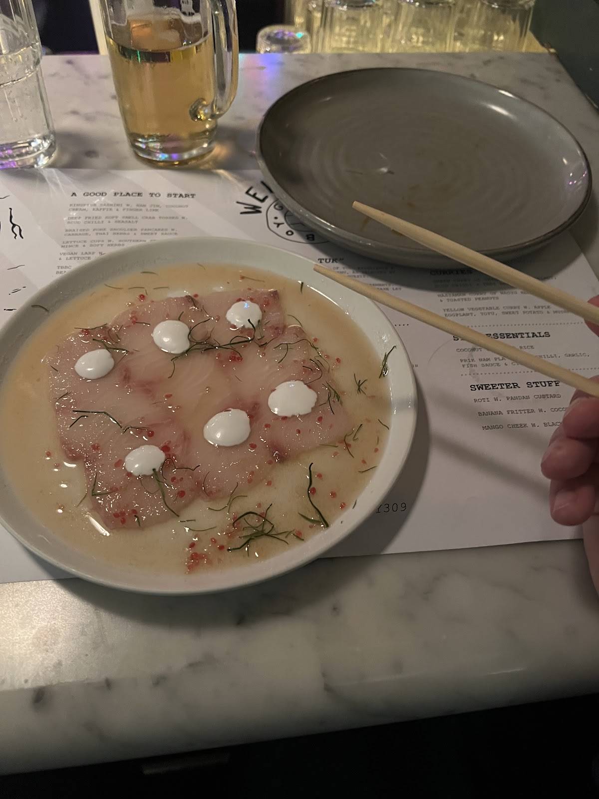 Menu at Golden Boy restaurant, Adelaide