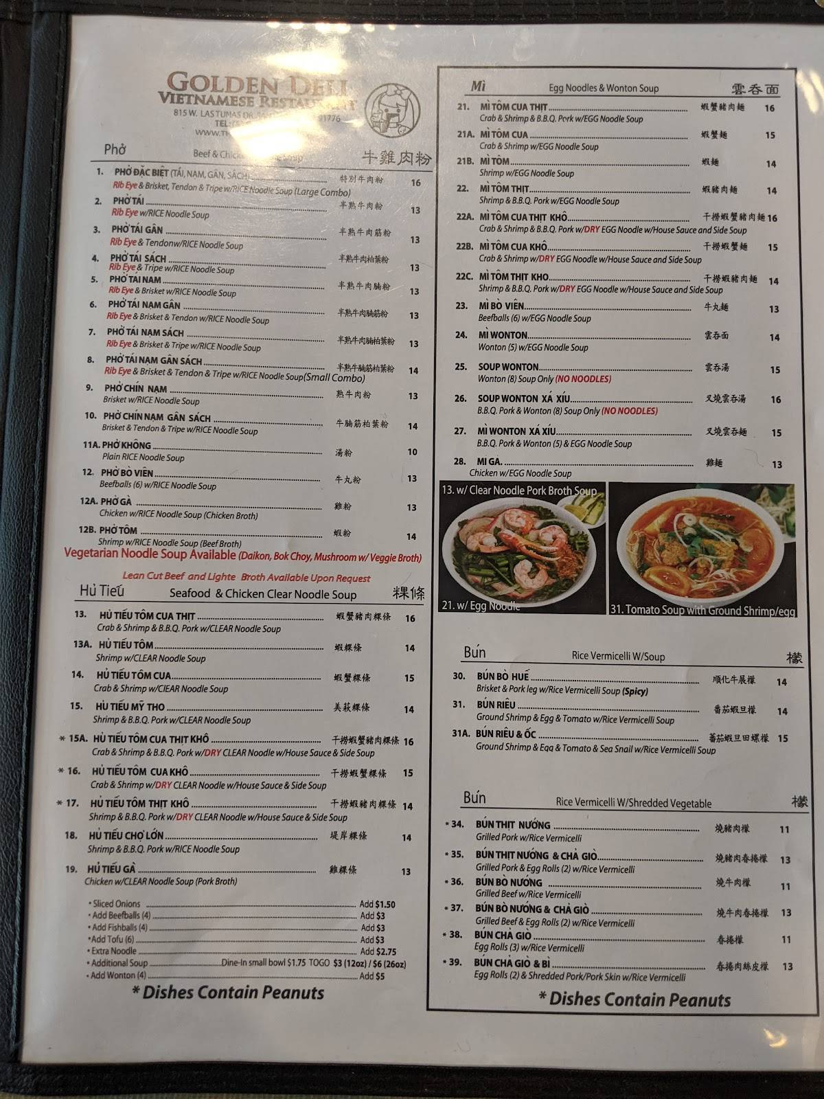 Menu at Golden Deli San Gabriel restaurant, San Gabriel