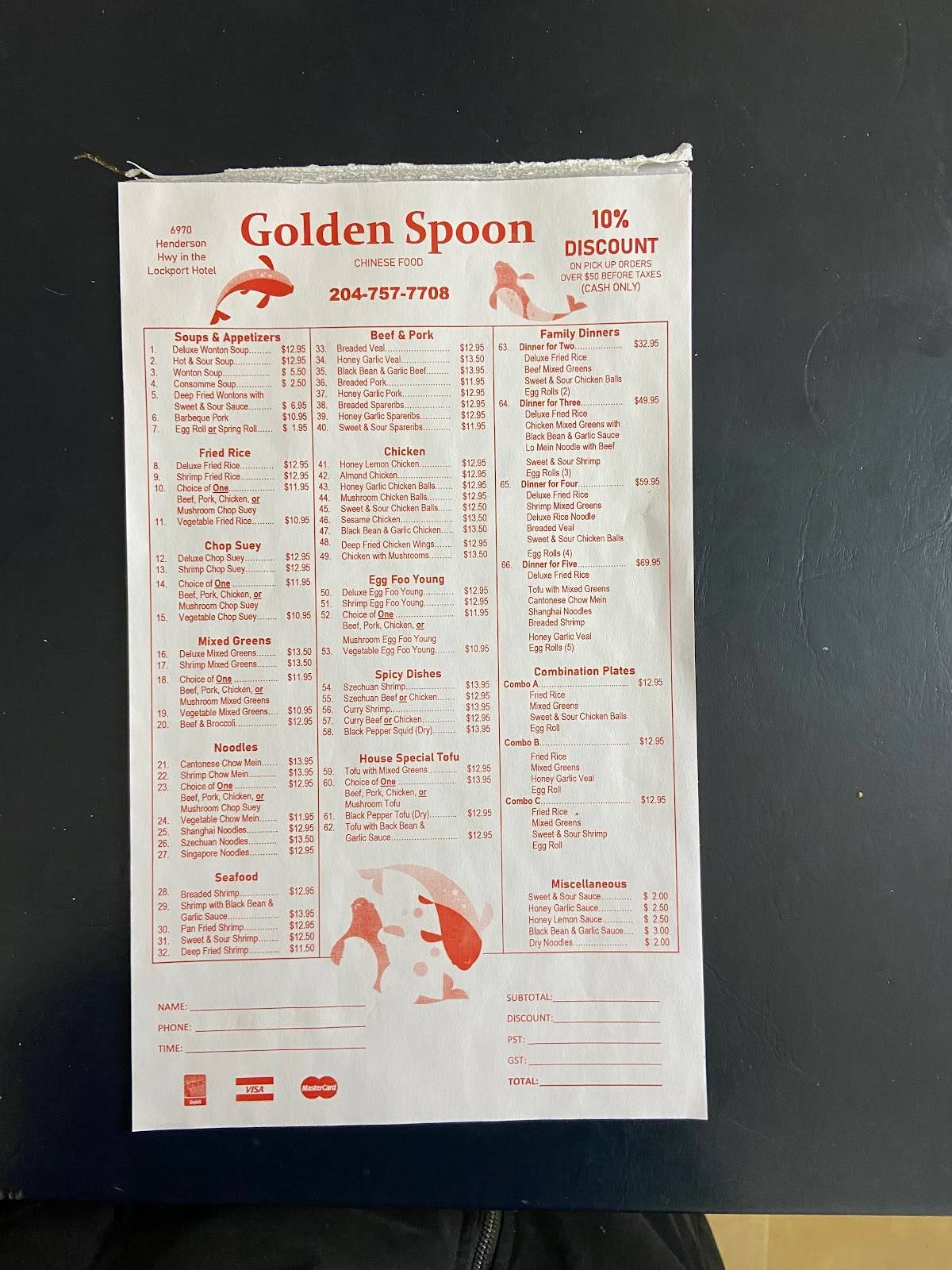 Menu at Golden Spoon Restaurant, Lockport, Henderson Hwy