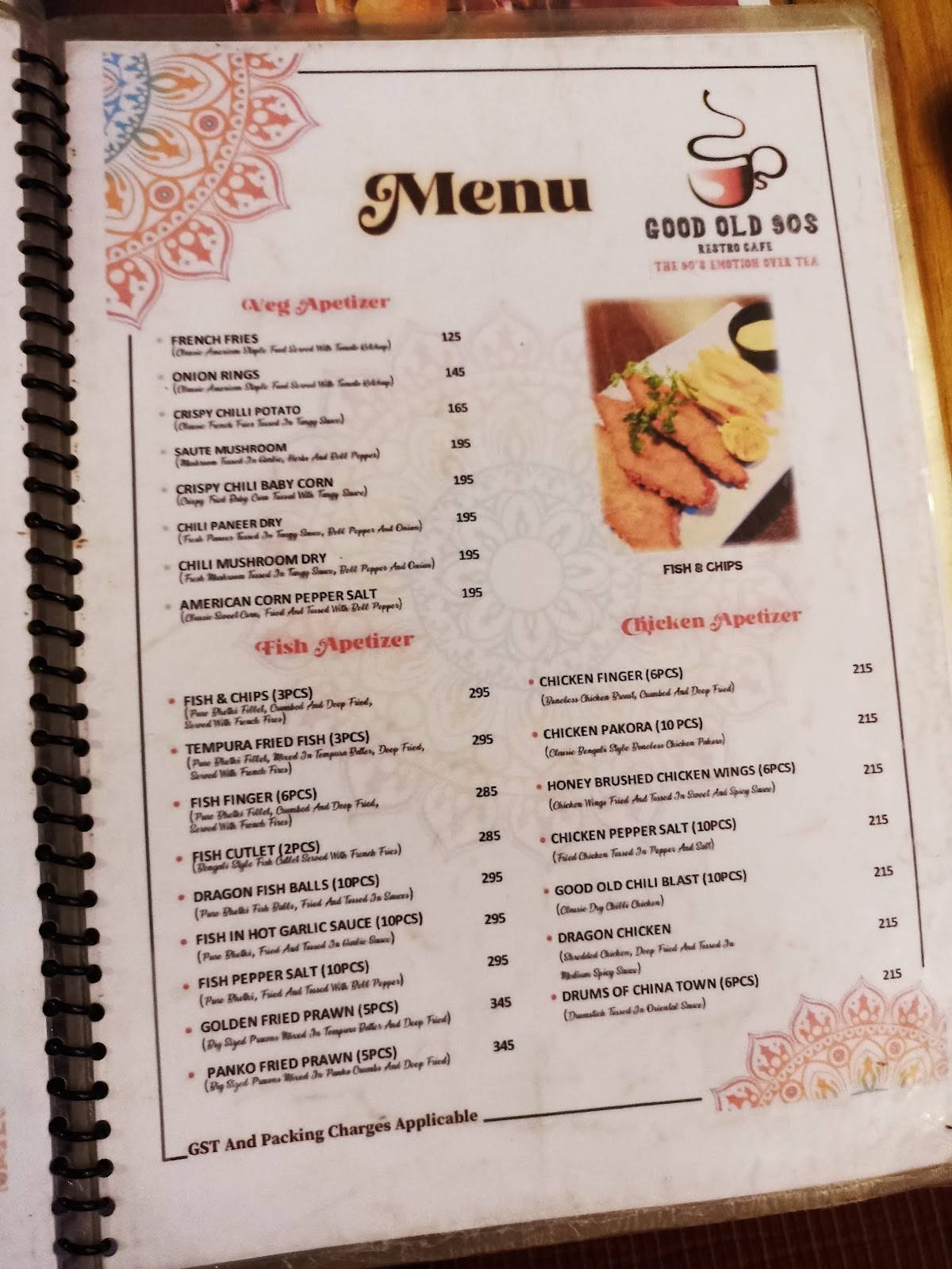Menu at Good Old 90s Restro Cafe, Kolkata