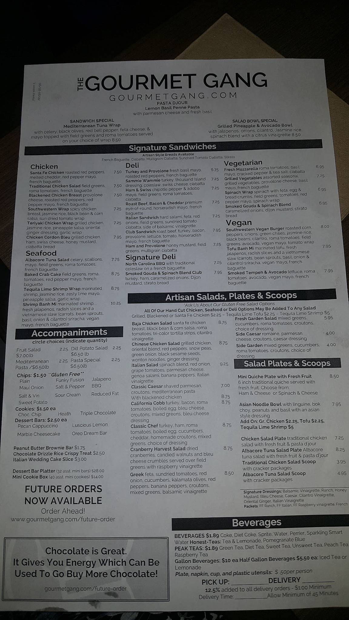 Menu at Gourmet Gang restaurant, Norfolk, 482 E Main St
