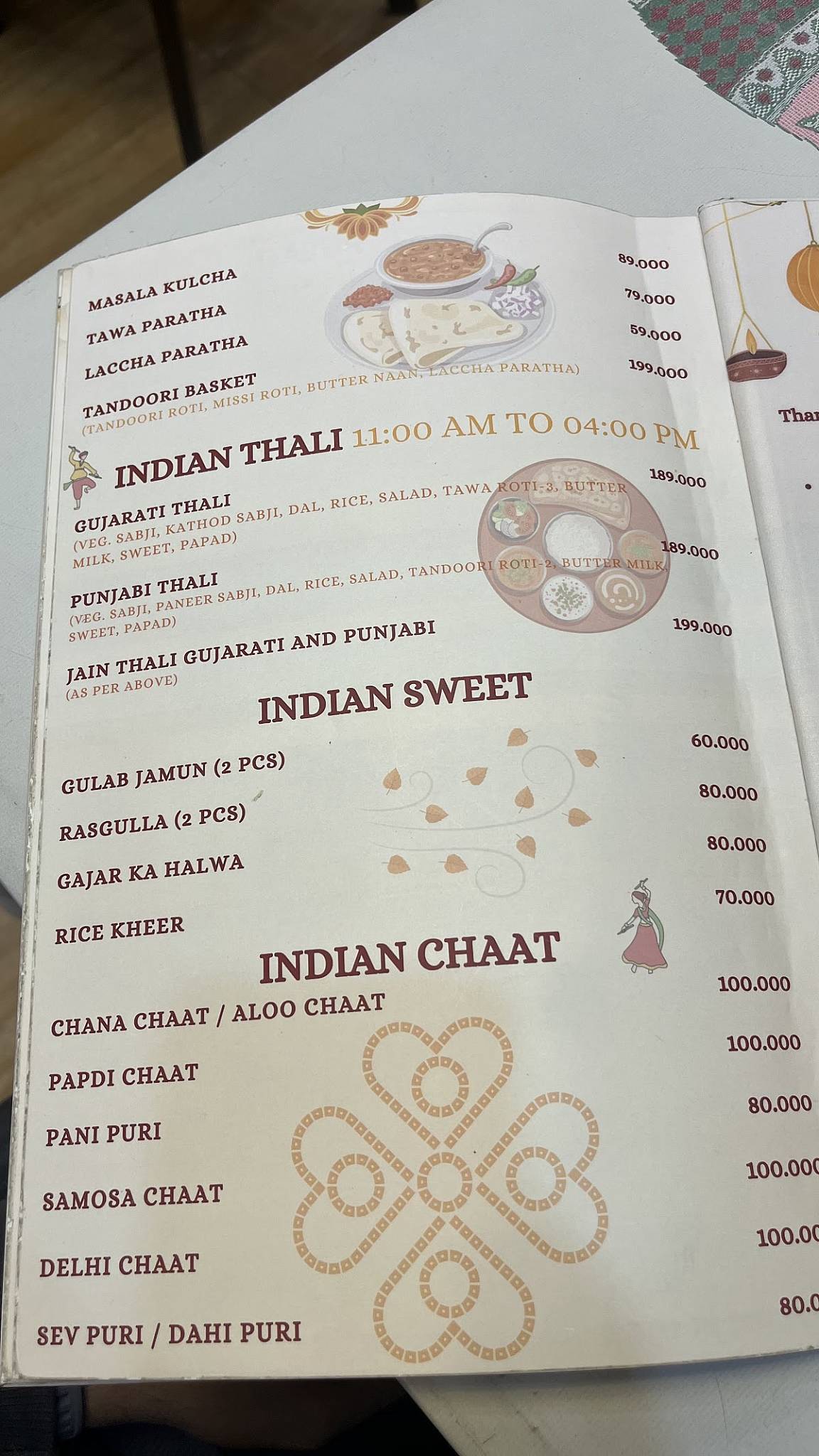 Menu at Gujarat Indian Restaurant, Ho Chi Minh City, 179 Phạm Ngũ Lão