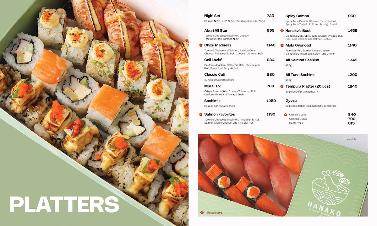 Menu at Hanako Japanese Restaurant, Parañaque, Better Living Subd