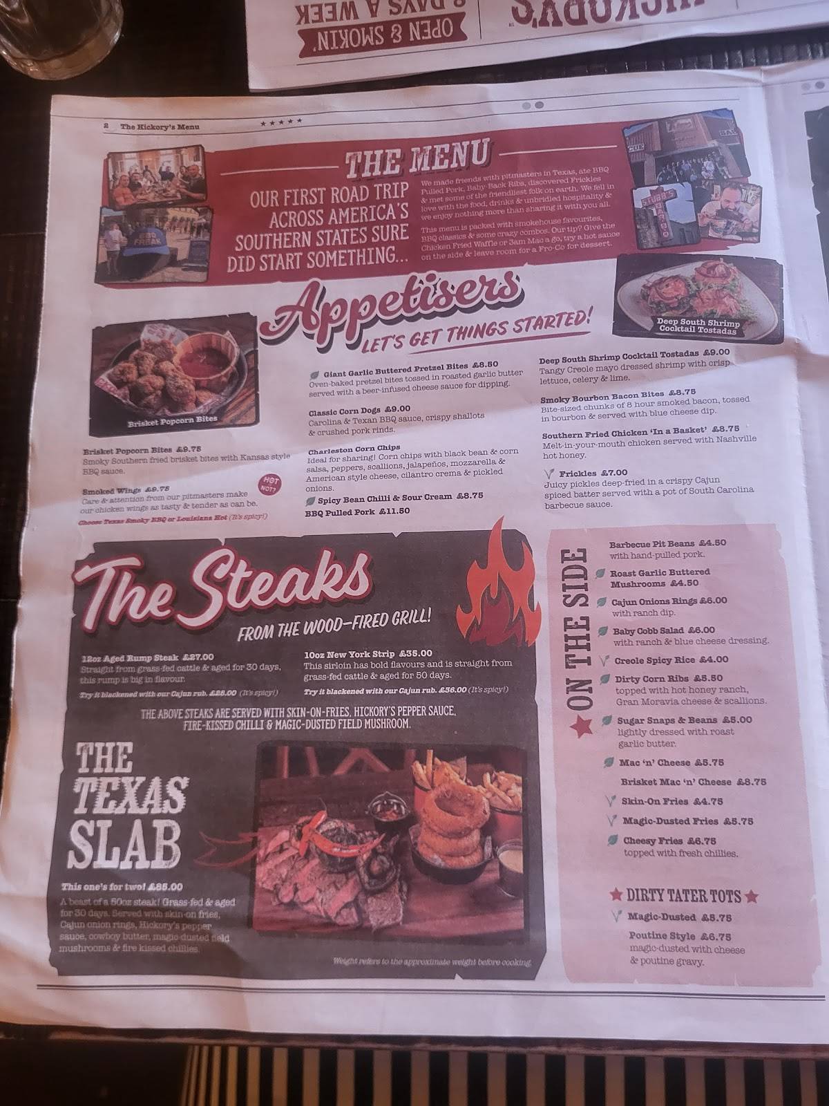 Menu at Hickory's Smokehouse Gloucester restaurant, Gloucester
