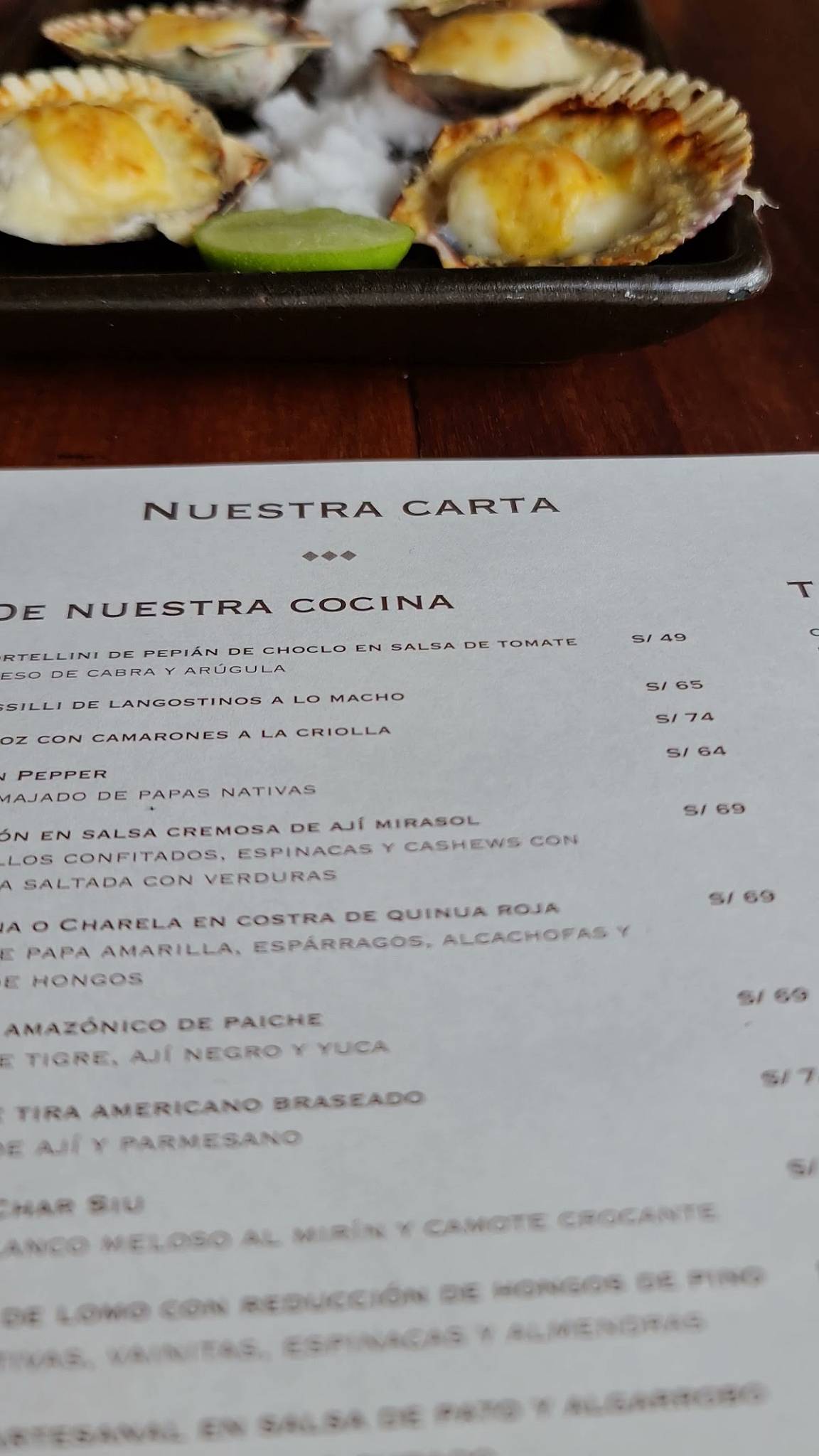 Menu at Restaurant Huaca Pucllana, Lima