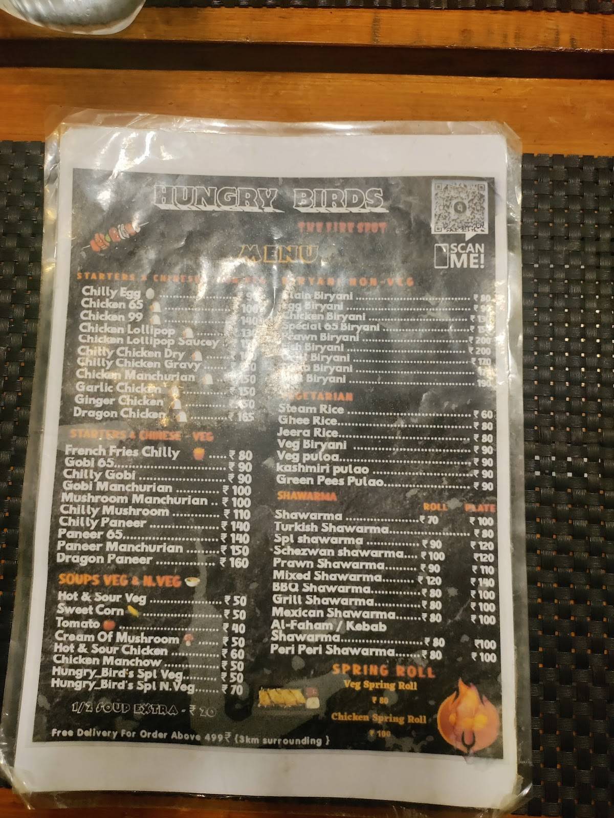 Menu at Hungry Birds Family Restaurant AC, Chennai, No 4/317