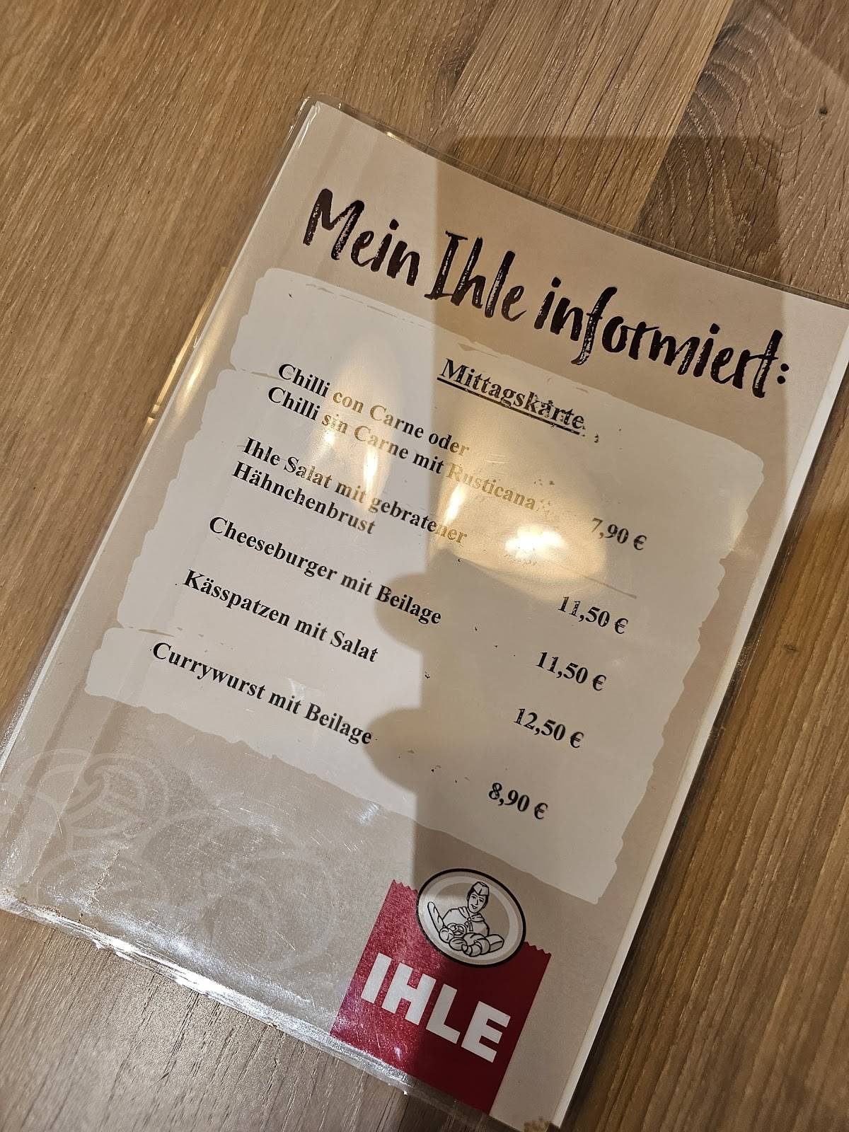 Menu at Landbäckerei IHLE Café, Burgau