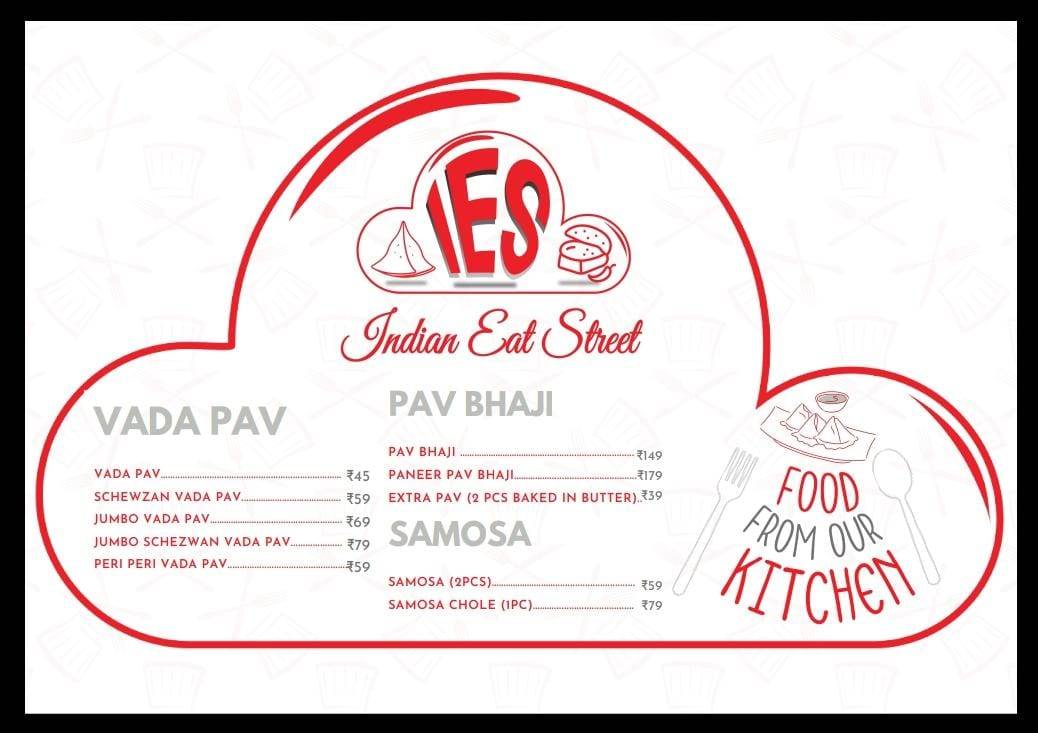 Menu at Indian Eat Street, Bengaluru