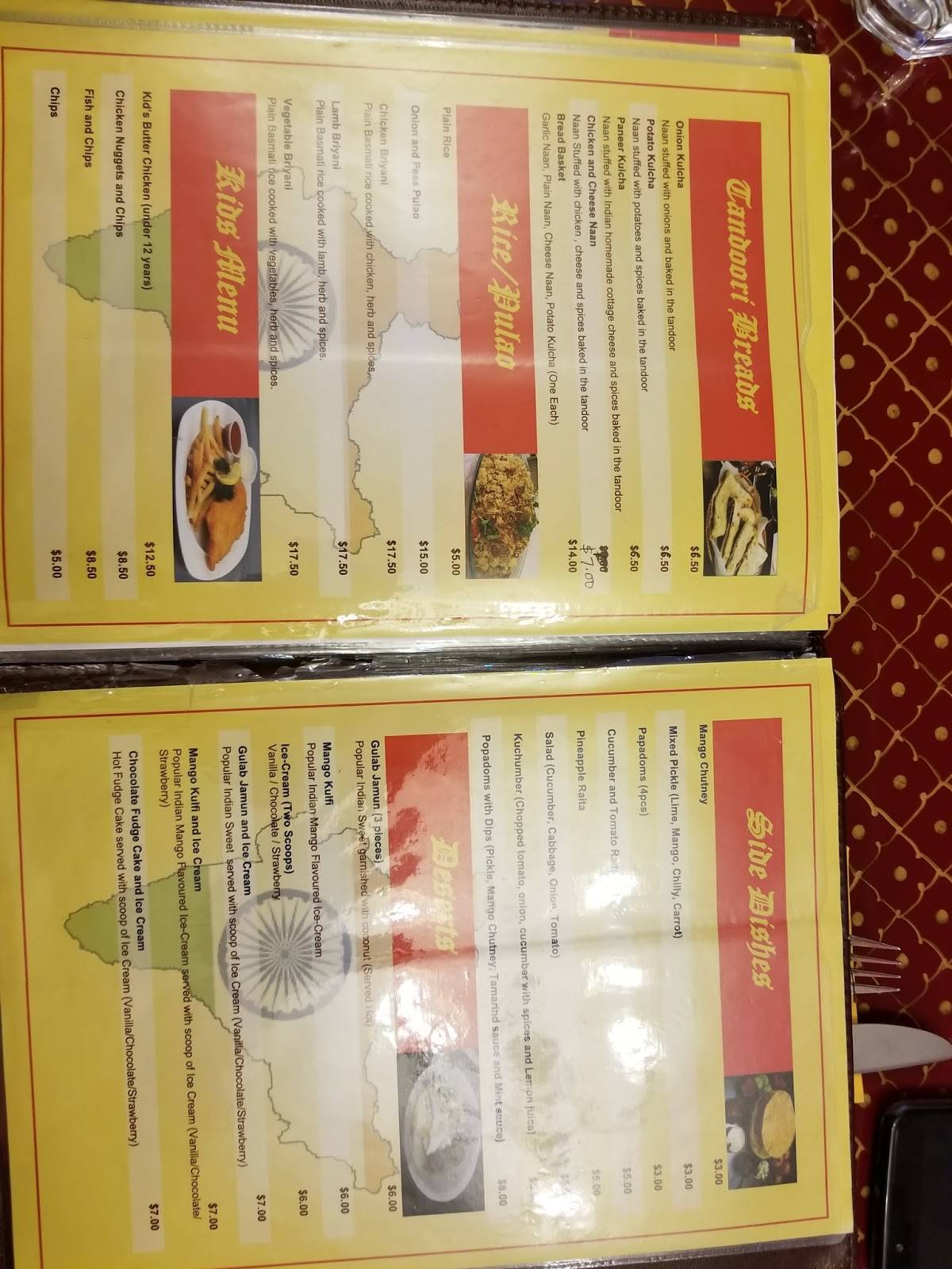 Menu at Indian Tadka Matamata restaurant, Matamata
