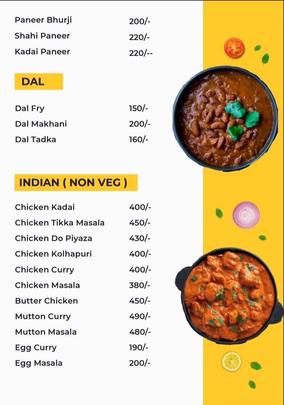 Menu at Indus Spices Restaurant and Cafe, India