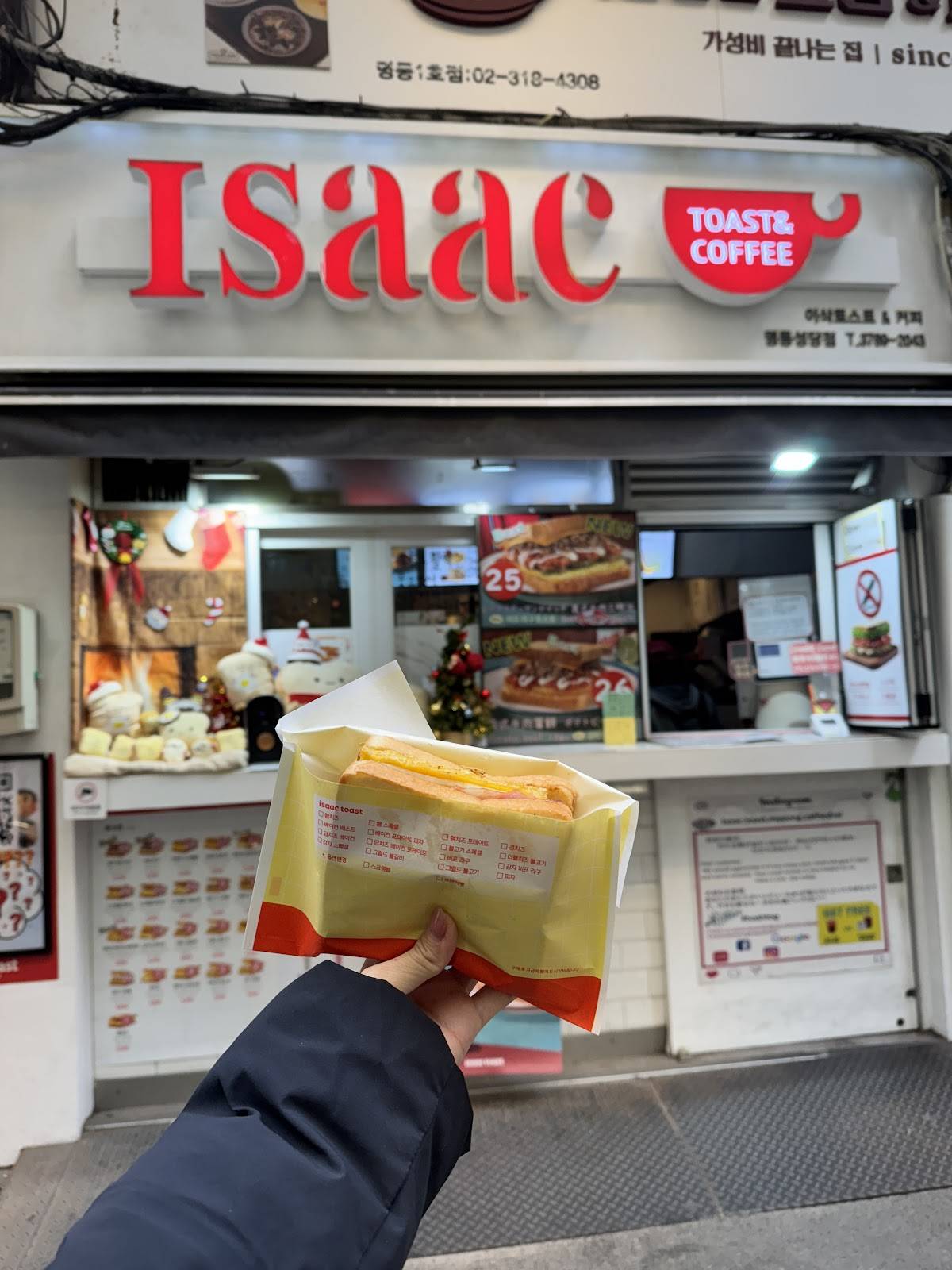 Menu at Isaac Toast & Coffee Myeongdong restaurant, Seoul, 105 Toegye-ro