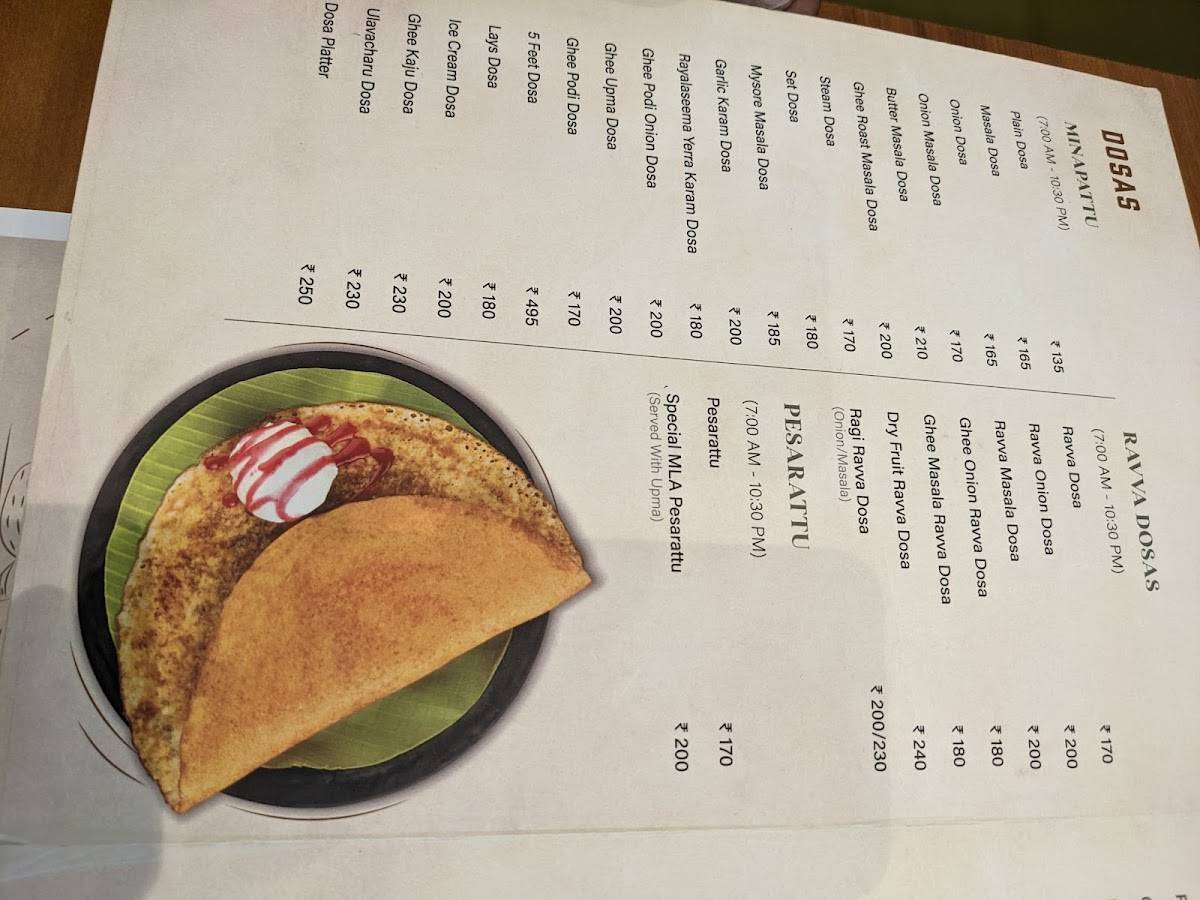 Menu at Ishtaa, Hyderabad