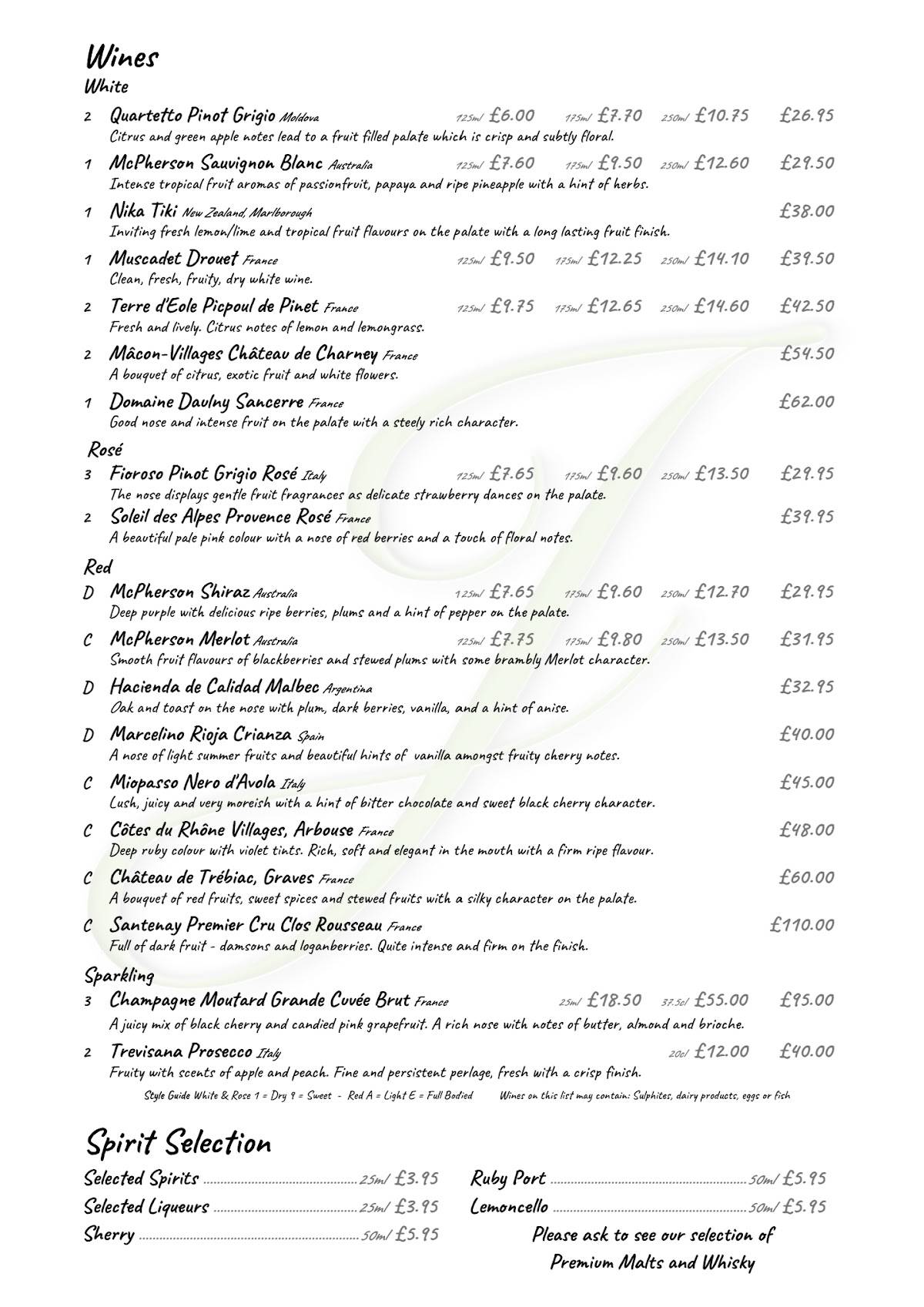 Menu at JASPERS BISTRO restaurant, Amble