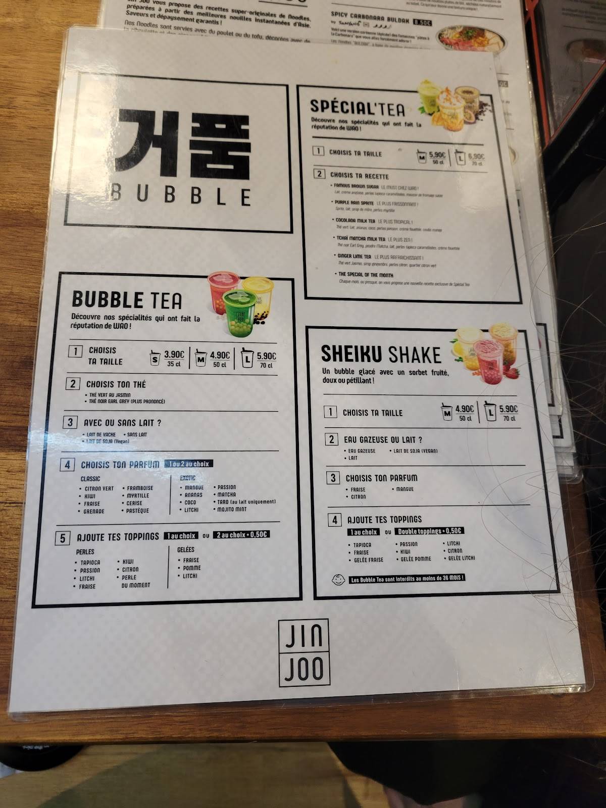 Menu au JIN-JOO - Bellecour Korean Food restaurant, Lyon