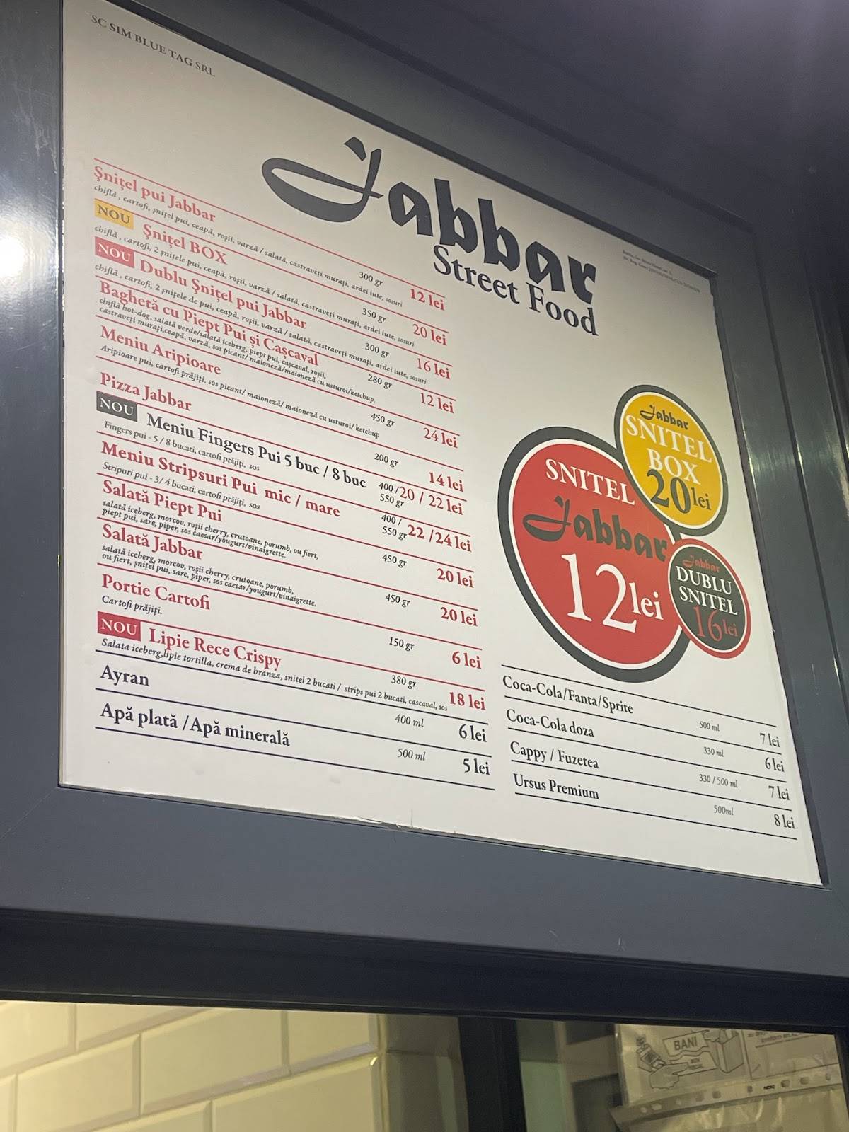 Menu at Jabbar, Buzău, Strada Spiru Haret 3