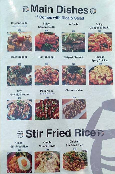 Menu at Jang go mama restaurant, Melbourne