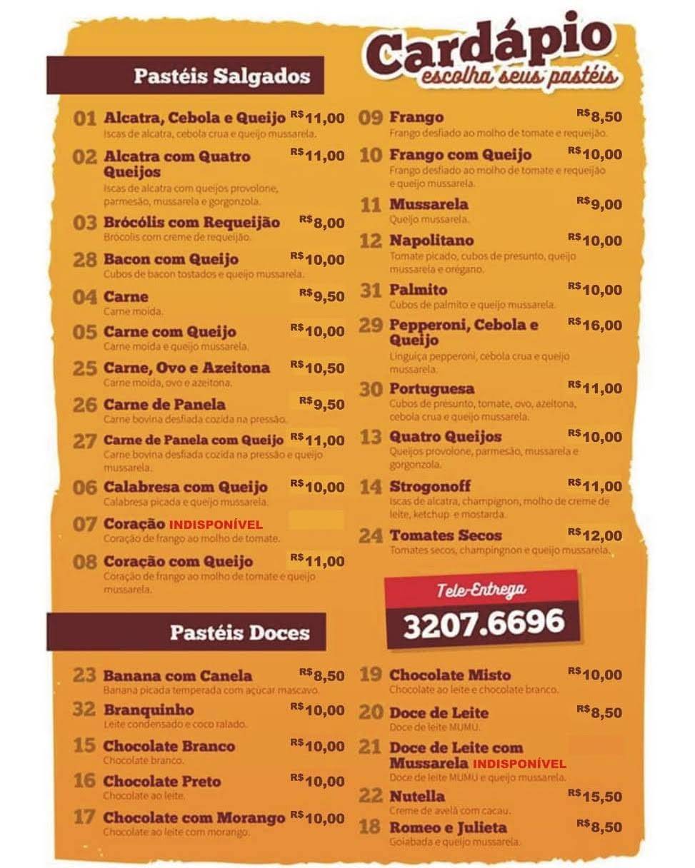 Menu em Johnny Boy Pastéis restaurante, Porto Alegre, Av. Tramandaí