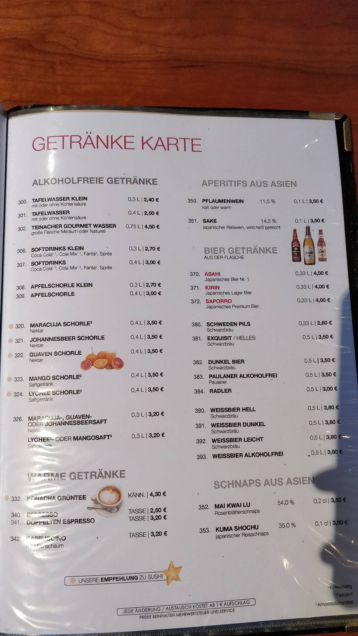 Speisekarte von KIGIKU Japan Restaurant, Augsburg