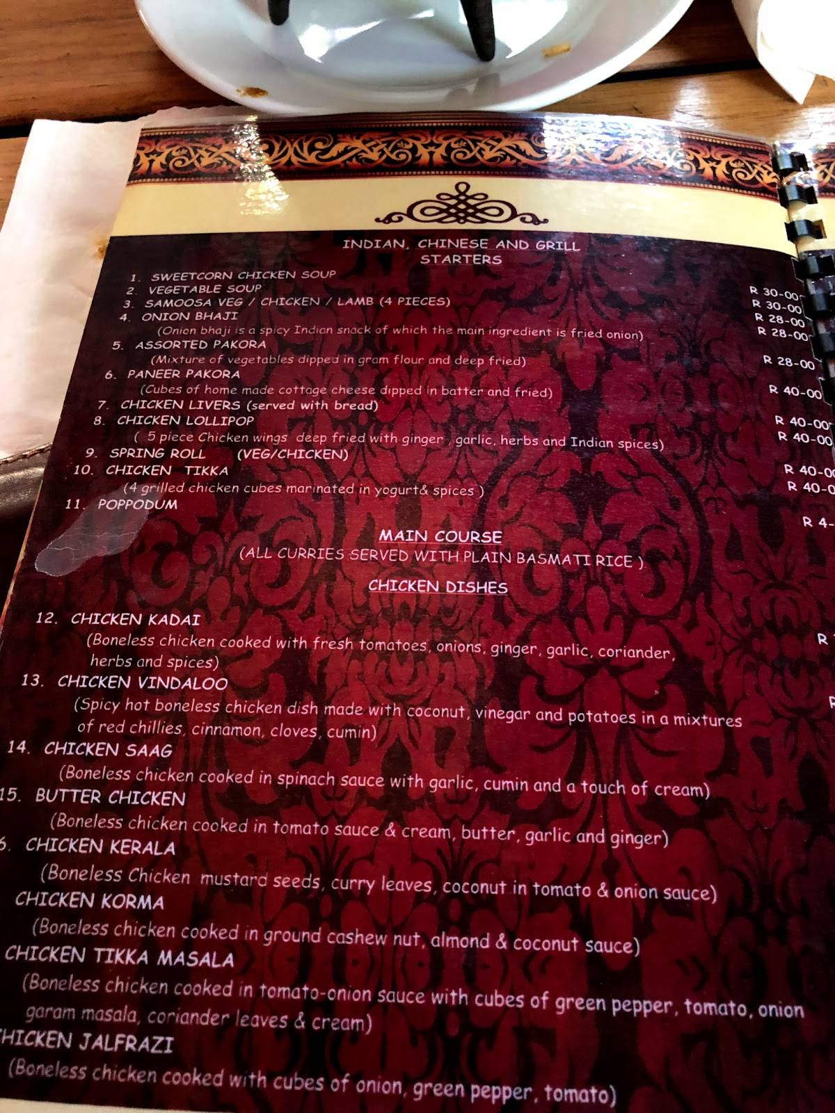 Menu at Kalimambo Pub, Indian Restaurant, and Grill, Hoedspruit