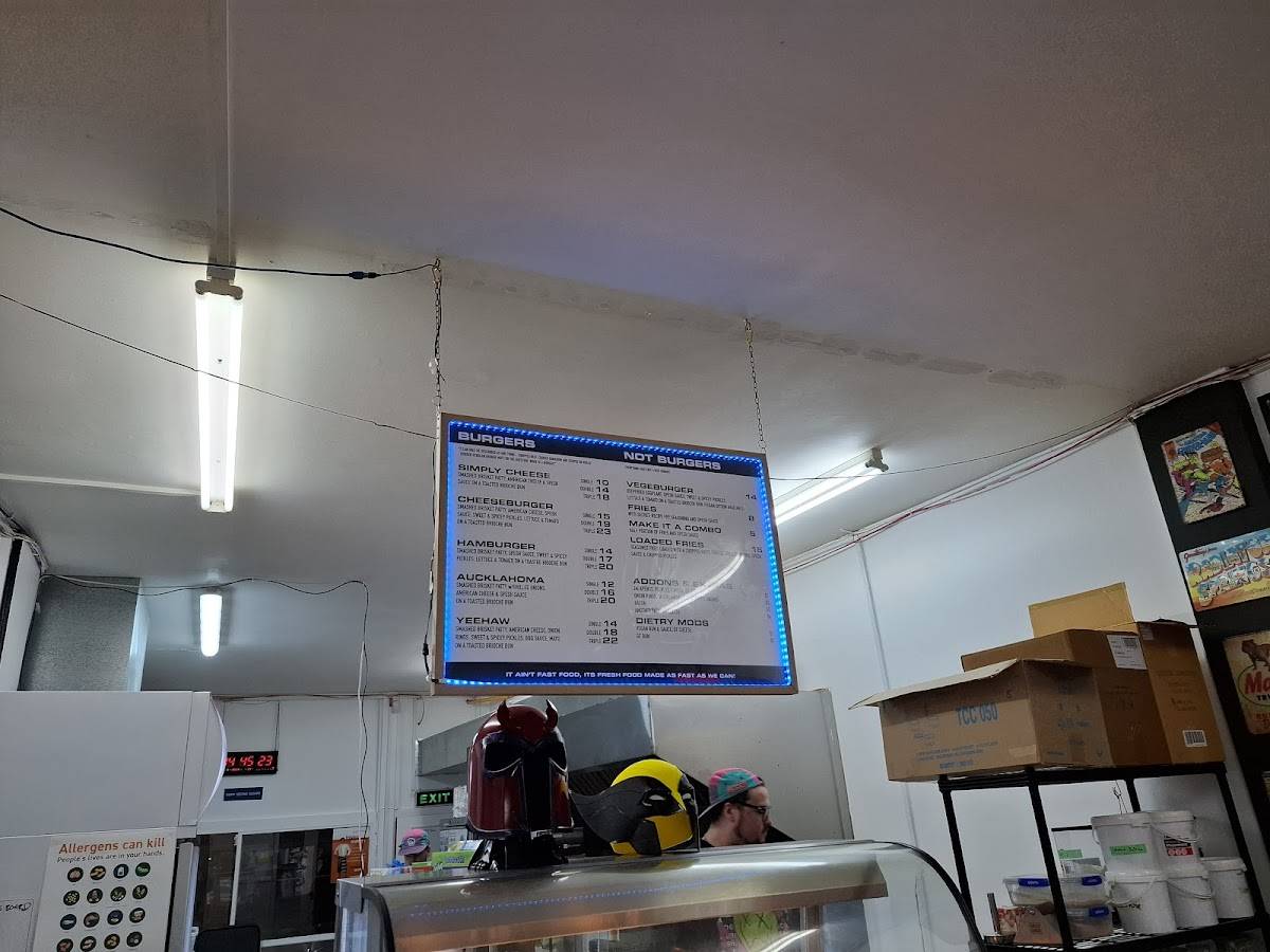 Menu at Kanes Burger Club, Auckland