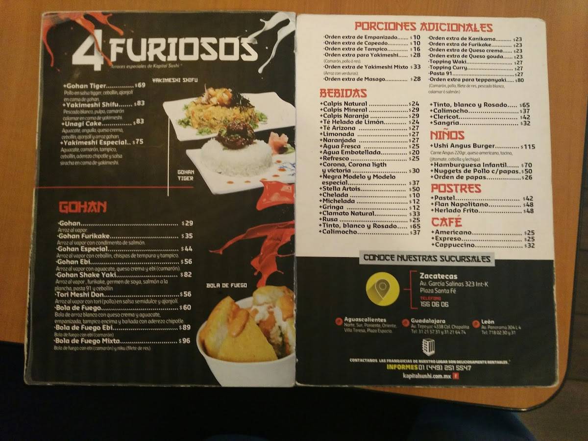 Carta del restaurante Kapital Sushi Zacatecas, Guadalupe