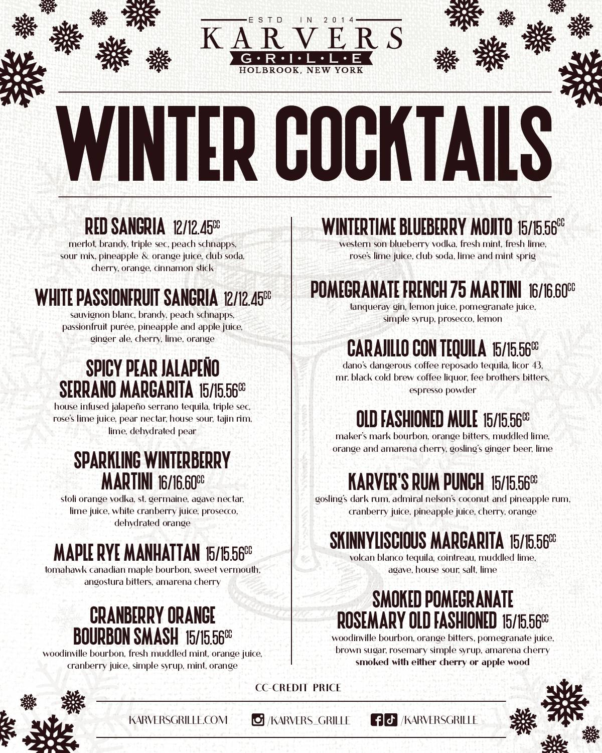 Menu at Karvers Grille restaurant, Holbrook