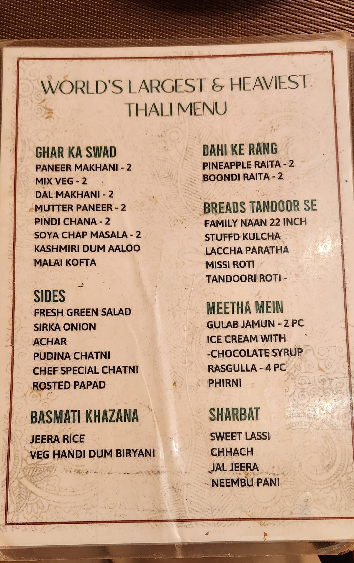 Menu at Kutumb Restaurant, Gurugram, S S Plaza