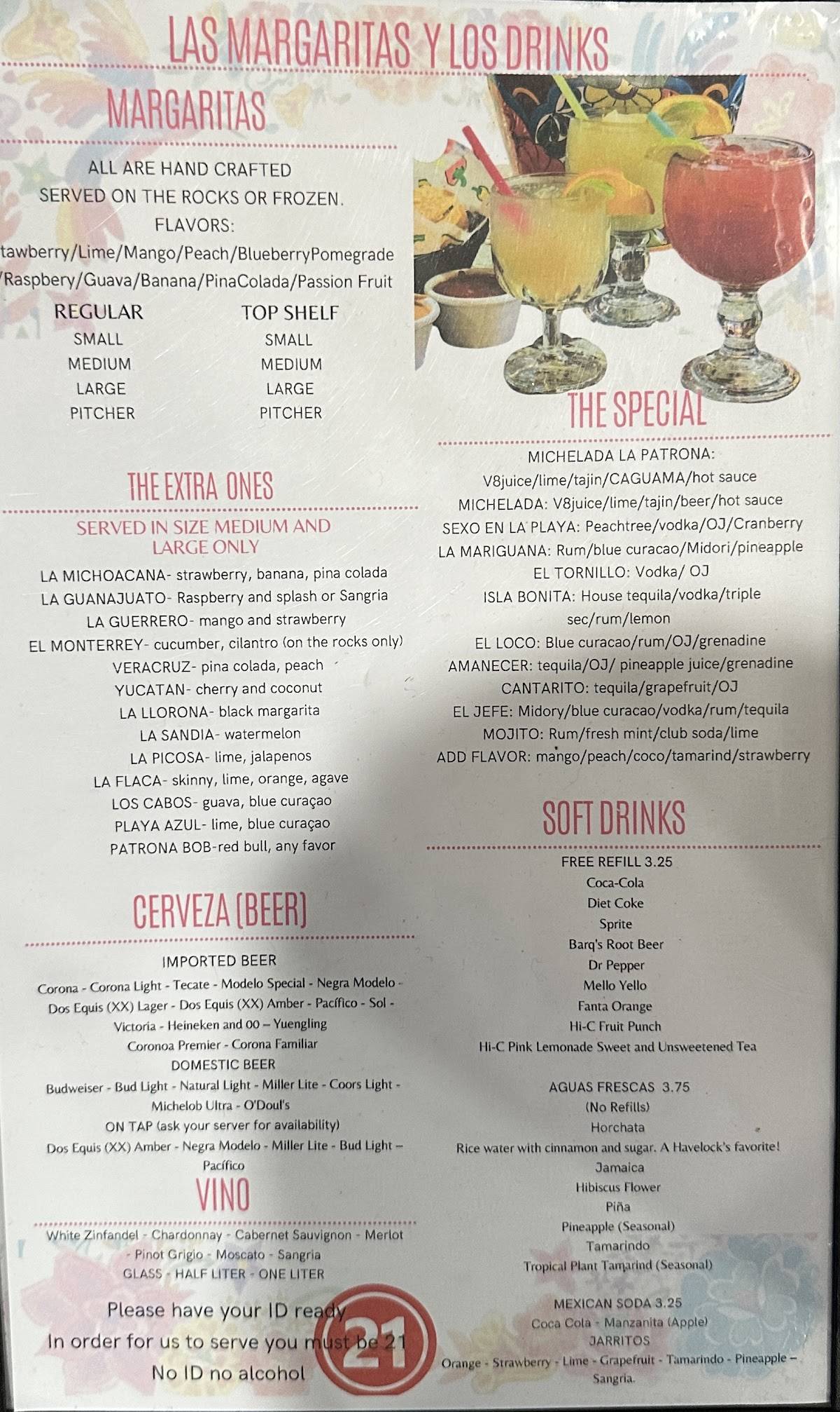 Menu at LA PATRONA Cocina Mexicana y Margaritas restaurant, Havelock