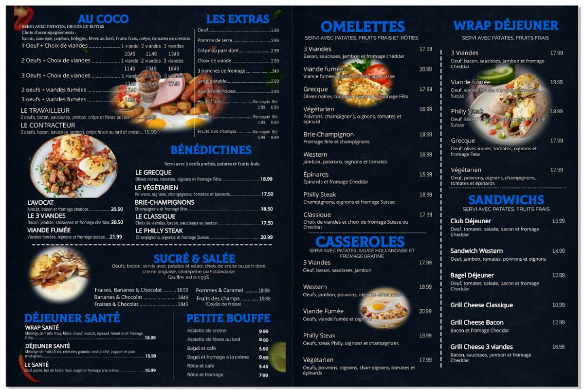 Menu au L'Escale - Restaurant, Trois-Rivières