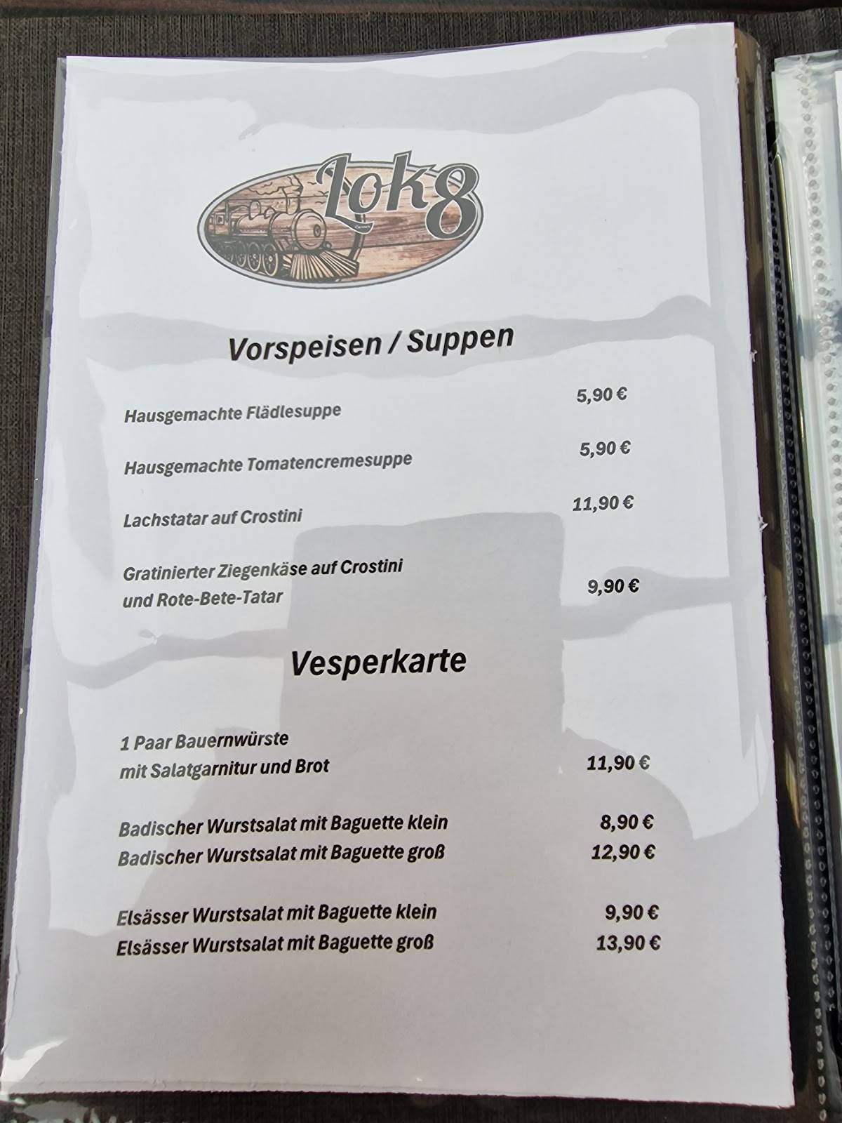 Menu at Restaurant LOK8, Gottenheim