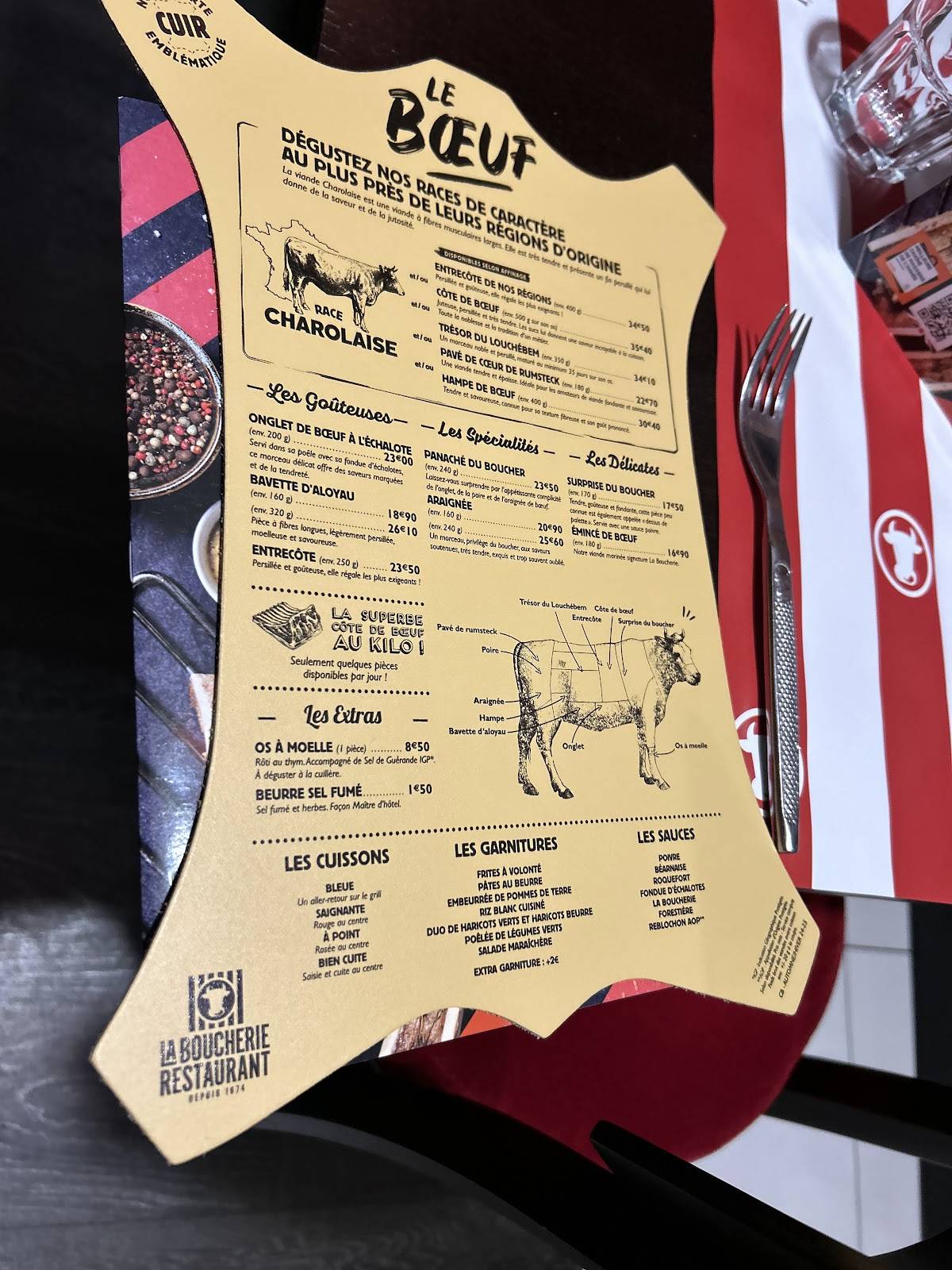 Menu au Restaurant La Boucherie, Martigues