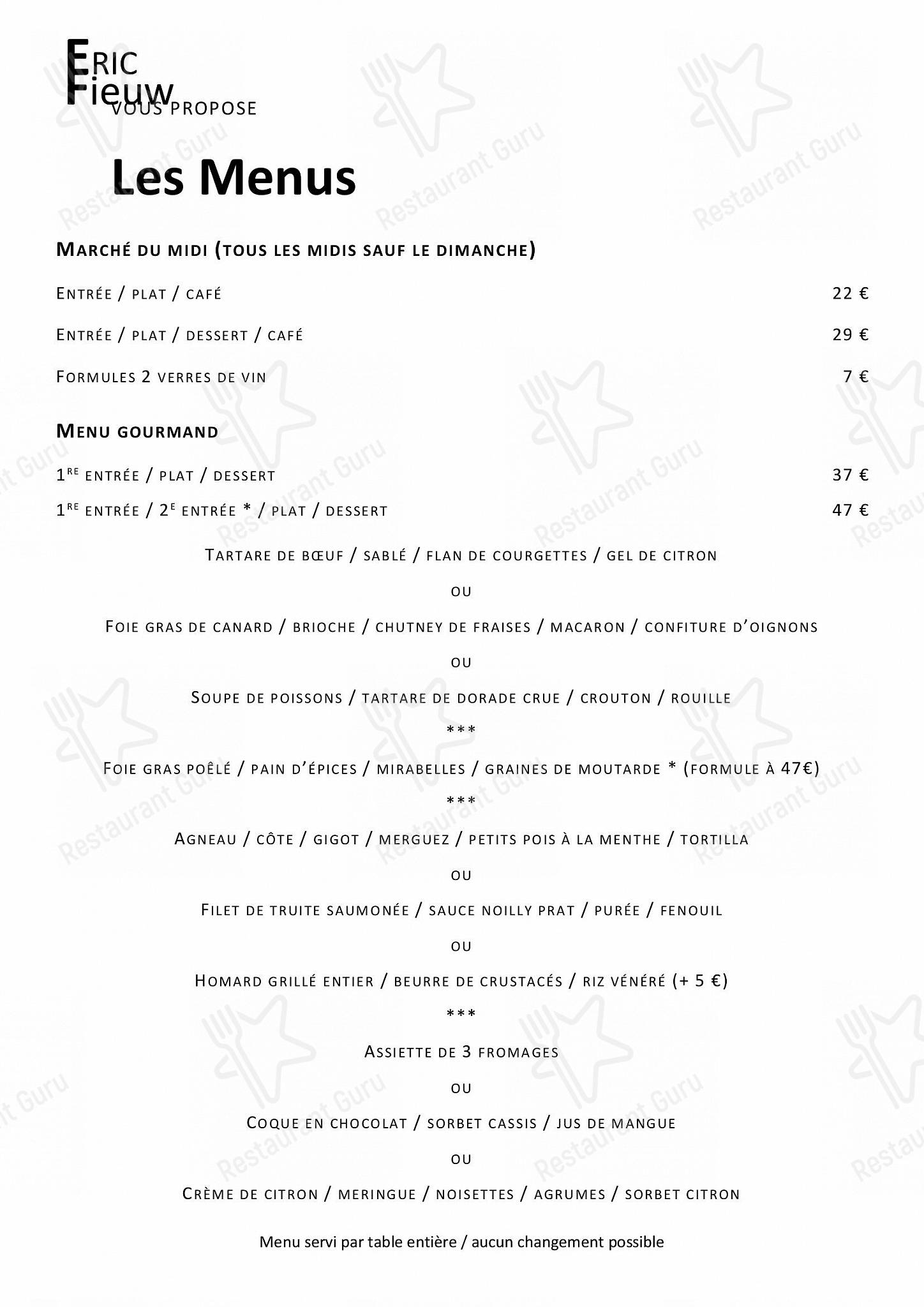 Menu au La Broche, Dinant
