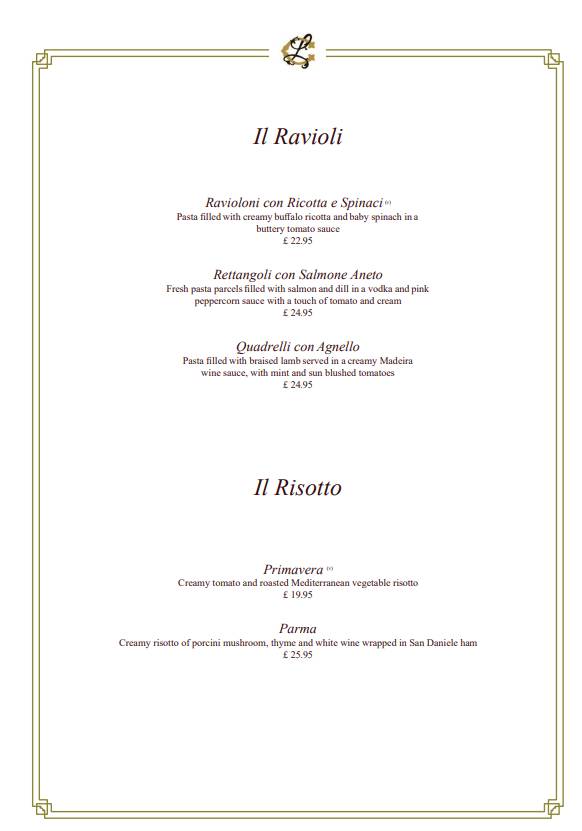 Menu at La Coppola Ristorante & Oyster Bar, Royal Leamington Spa