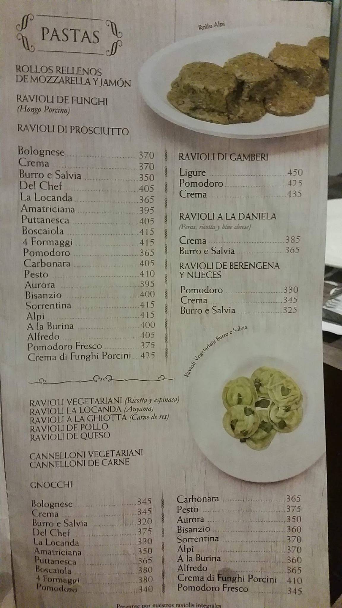 Carta del restaurante La Locanda - Bella Vista, Santo Domingo, 2 local