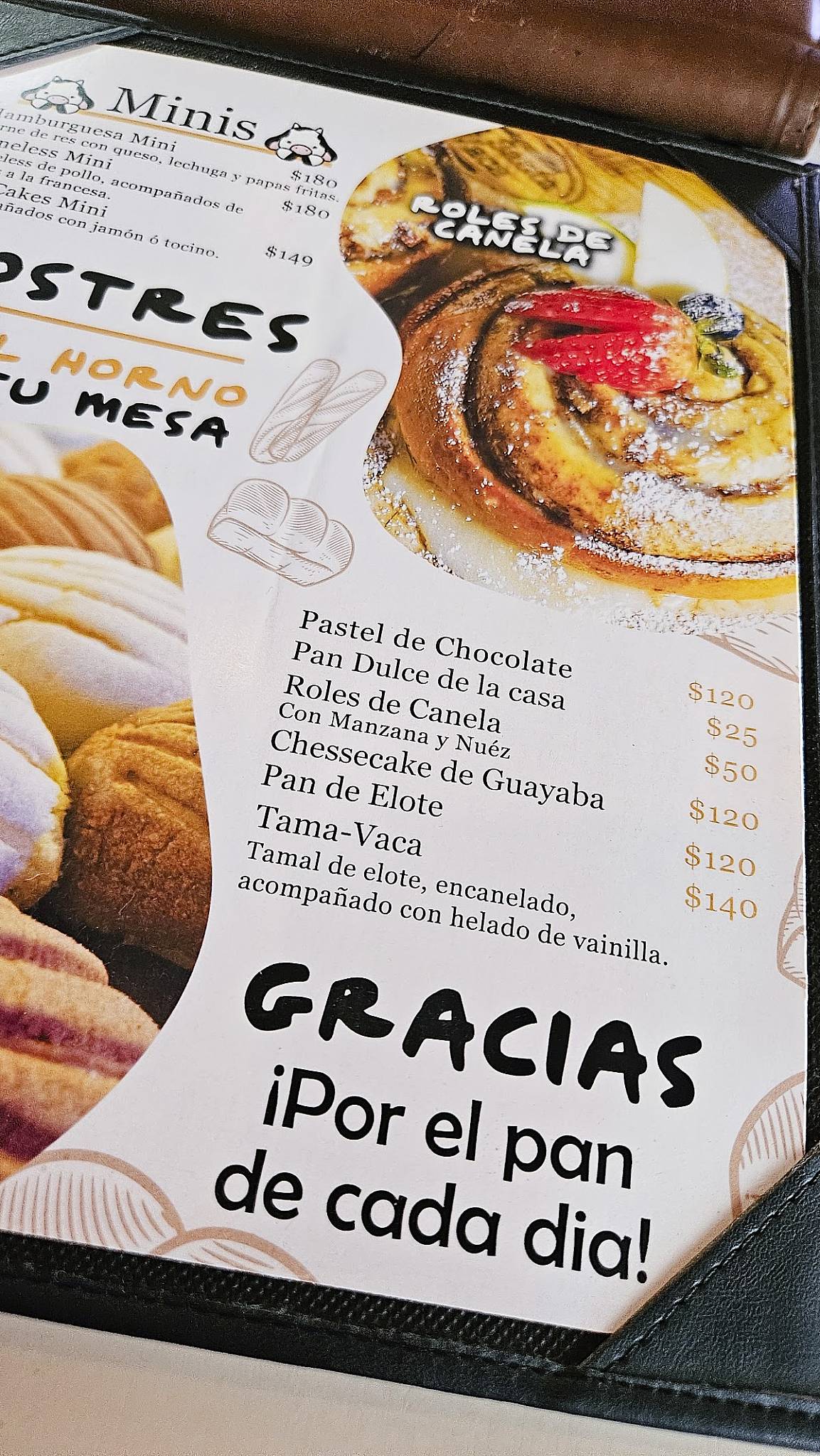 Menu at La Santa Vaca restaurant, Rosarito