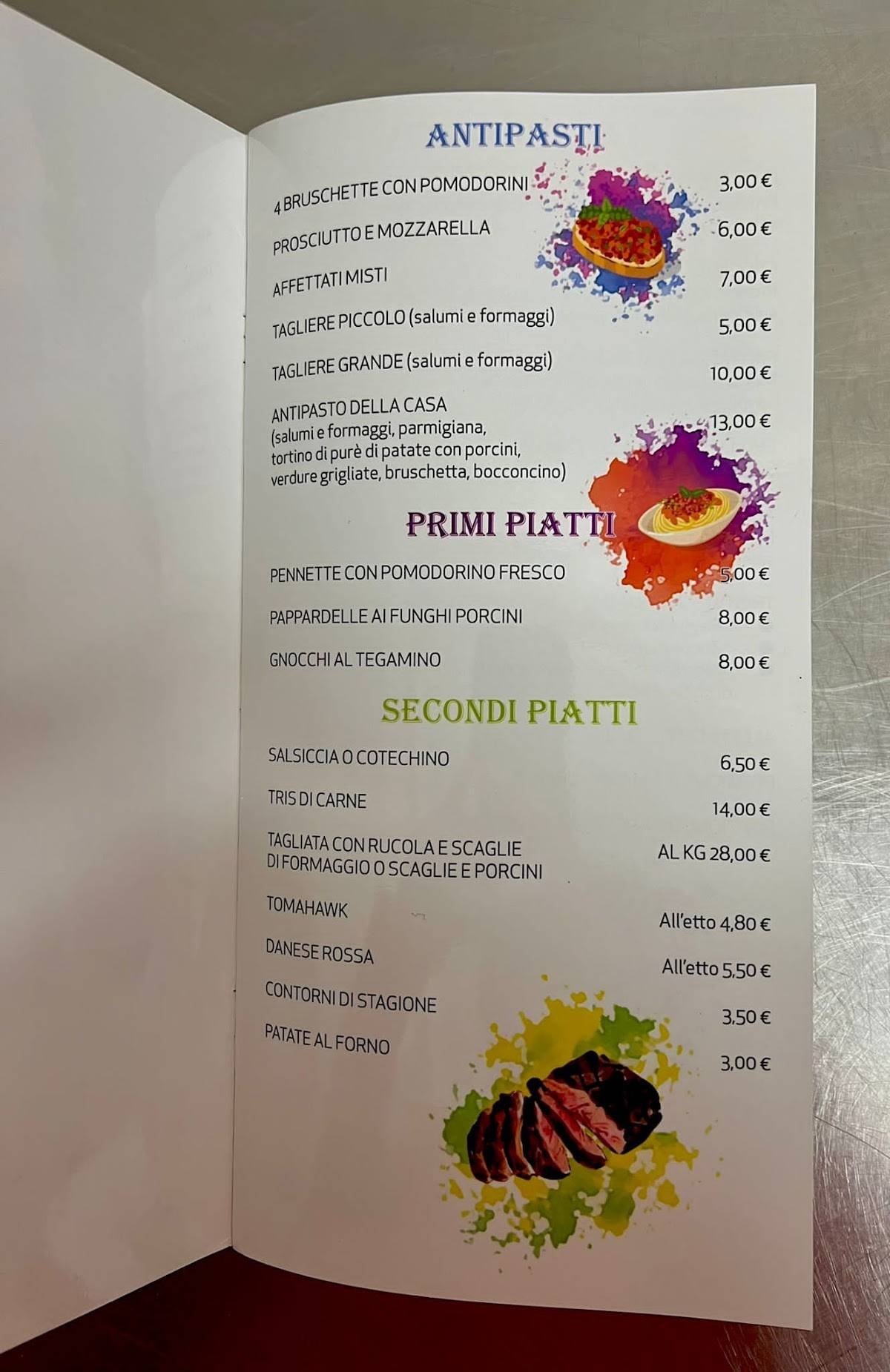 Menu da La notte stellata, Grottolella