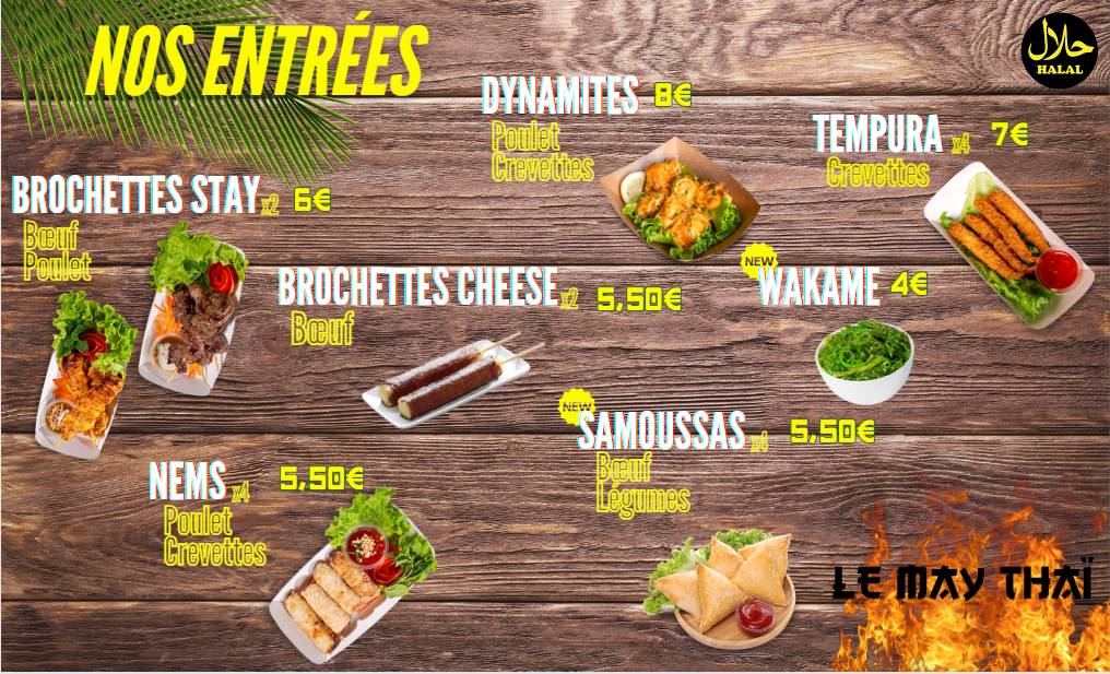 Menu au Le May ThaÏ - ASIAN STREET FOOD restaurant, Carcassonne
