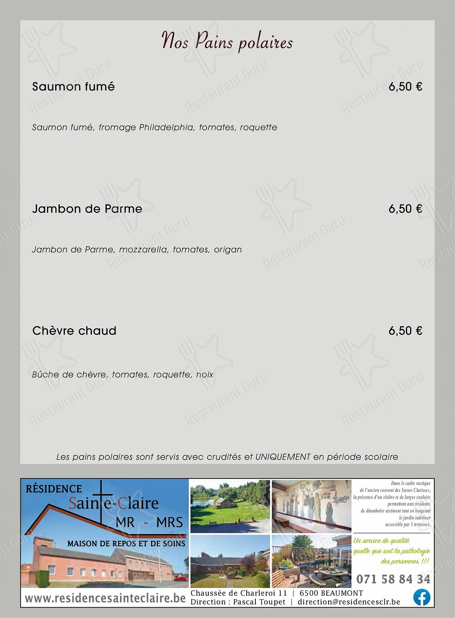 Menu au Le Picotin, Beaumont