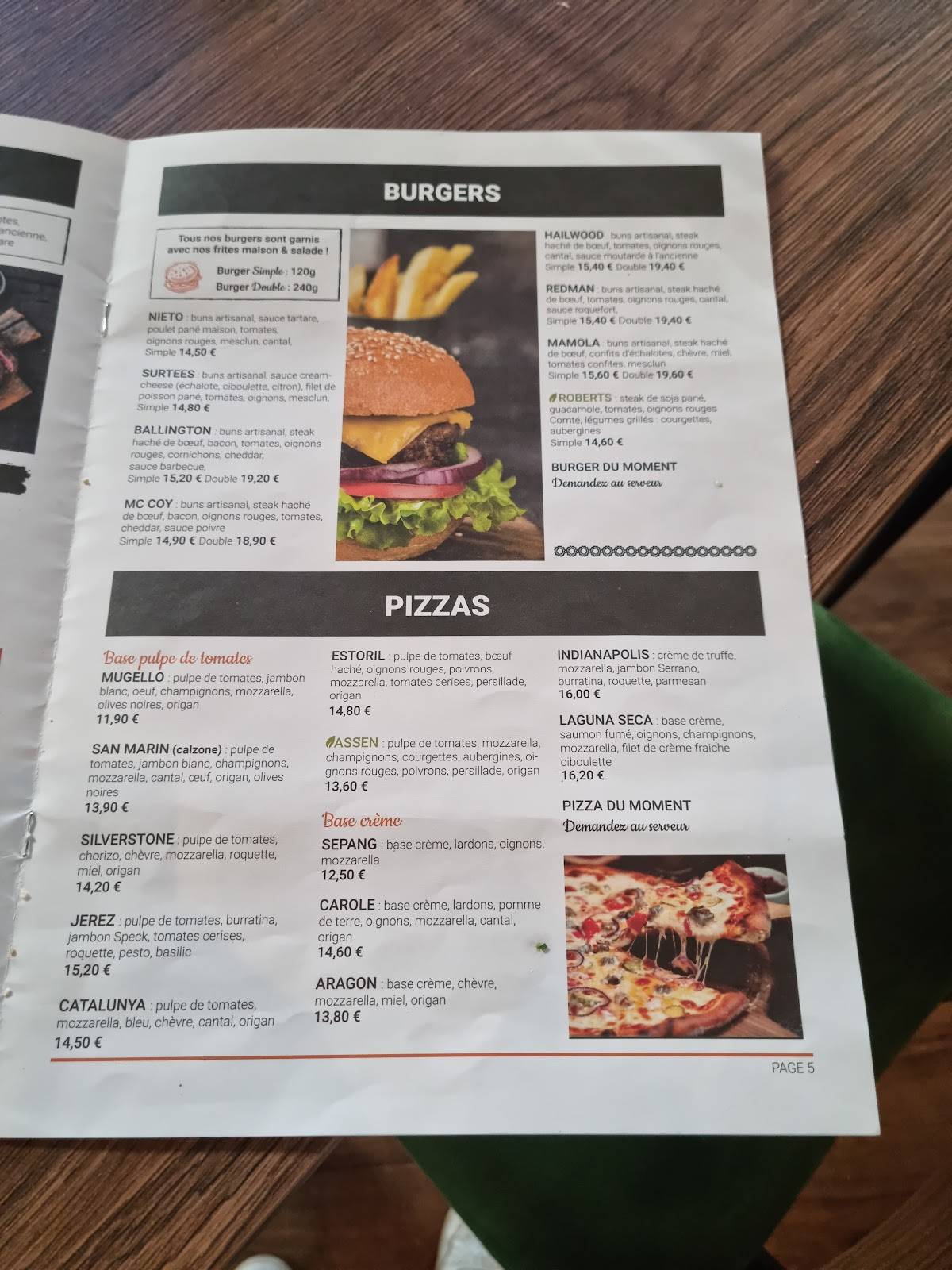 Menu au Legend Factory restaurant, Rennes