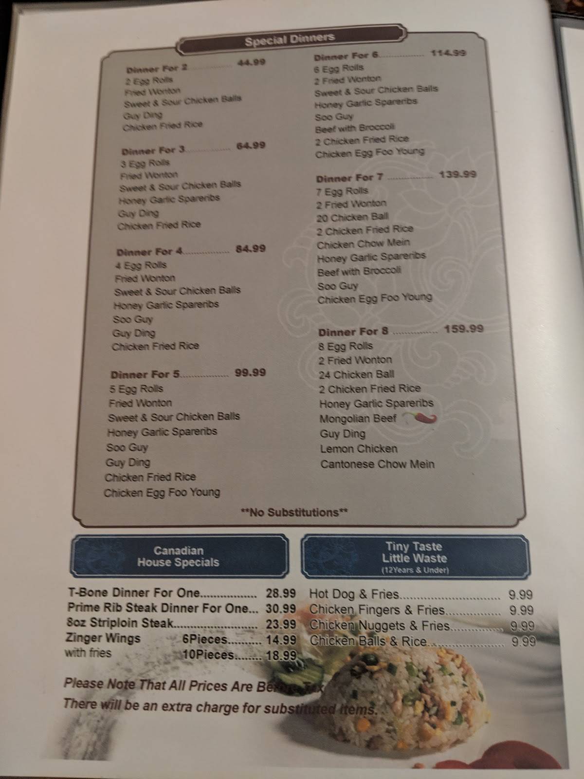 Menu at Li's Restaurant, Lewisporte