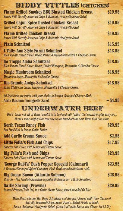 Menu at Lone Star Rib House Glenelg restaurant, Glenelg