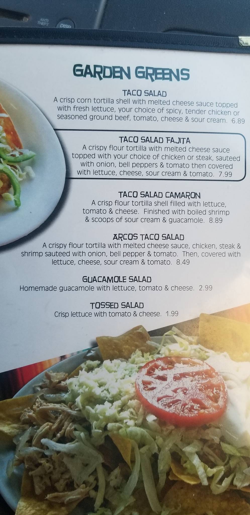 Menu at Los Arcos Mexican Restaurant, Bristow