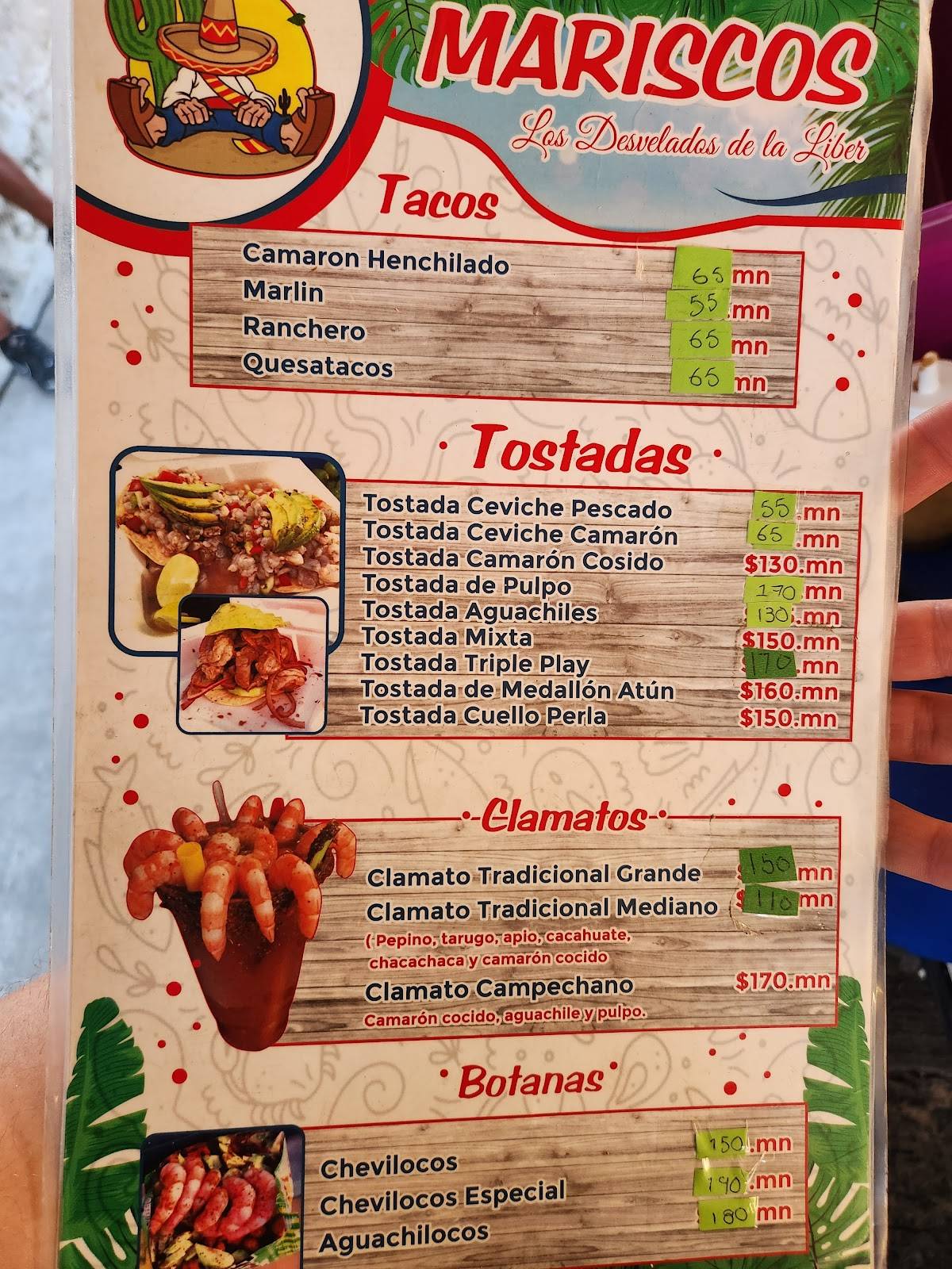 Menu at Los Desvelados Otay restaurant, Tijuana
